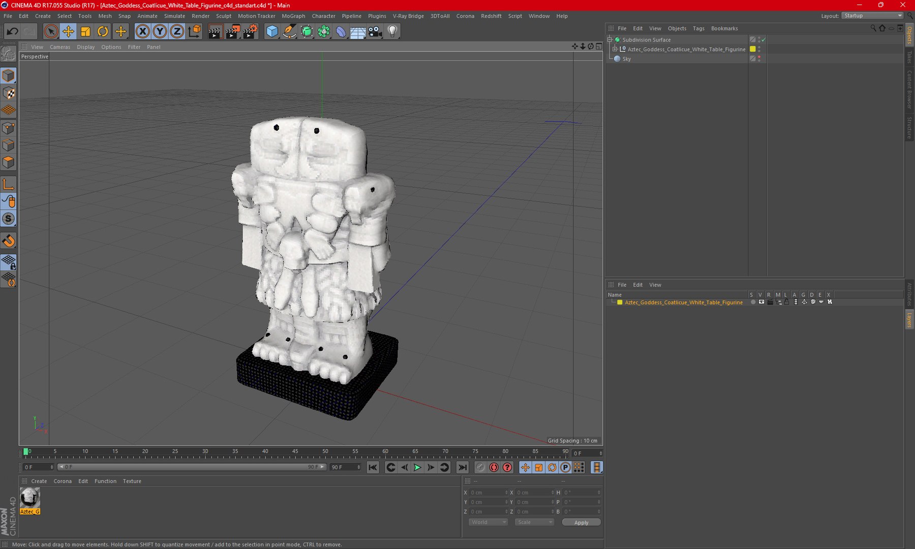Aztec Goddess Coatlicue White Table Figurine For 3D Print Model ...