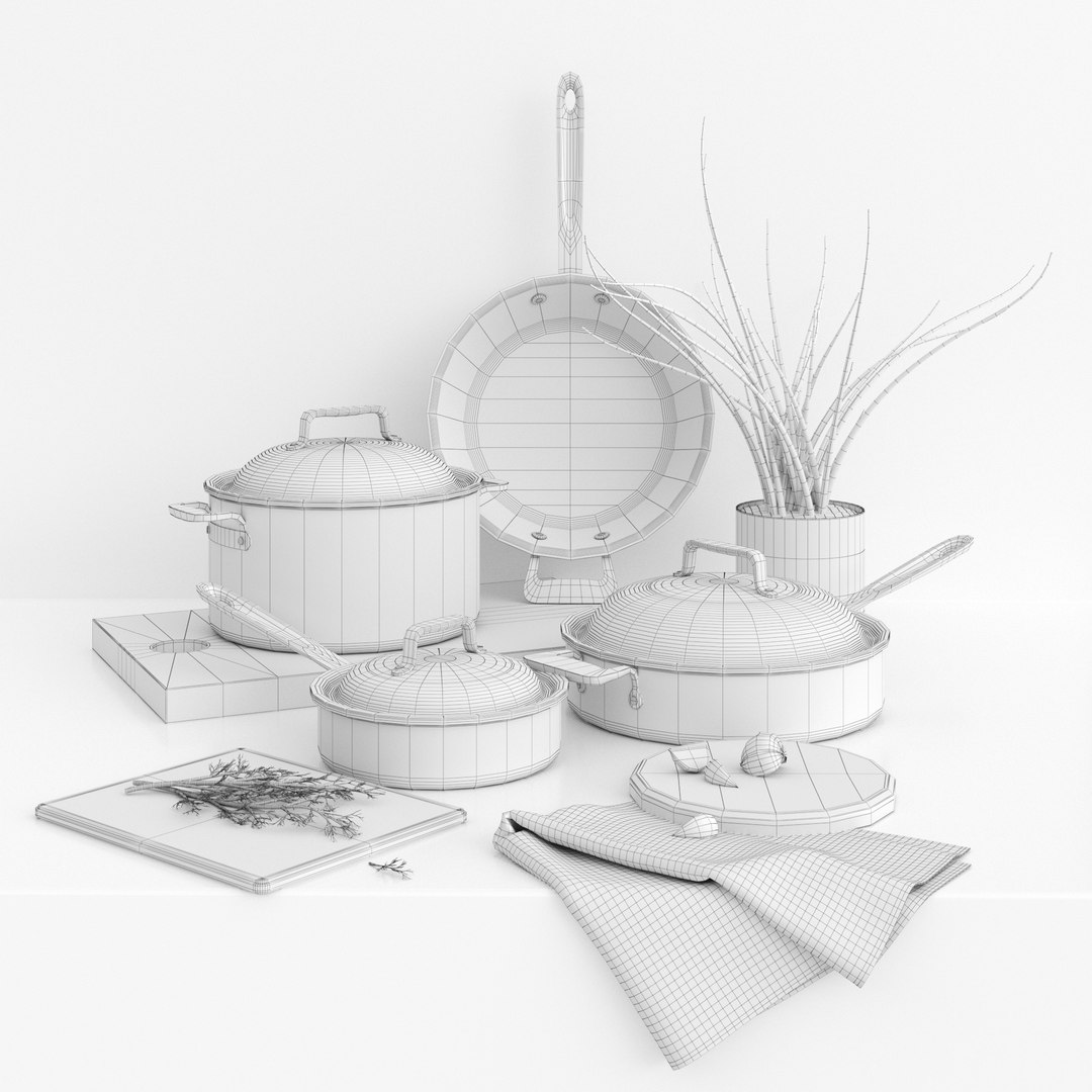 Set All-clad Cookware 3D Model - TurboSquid 1505358