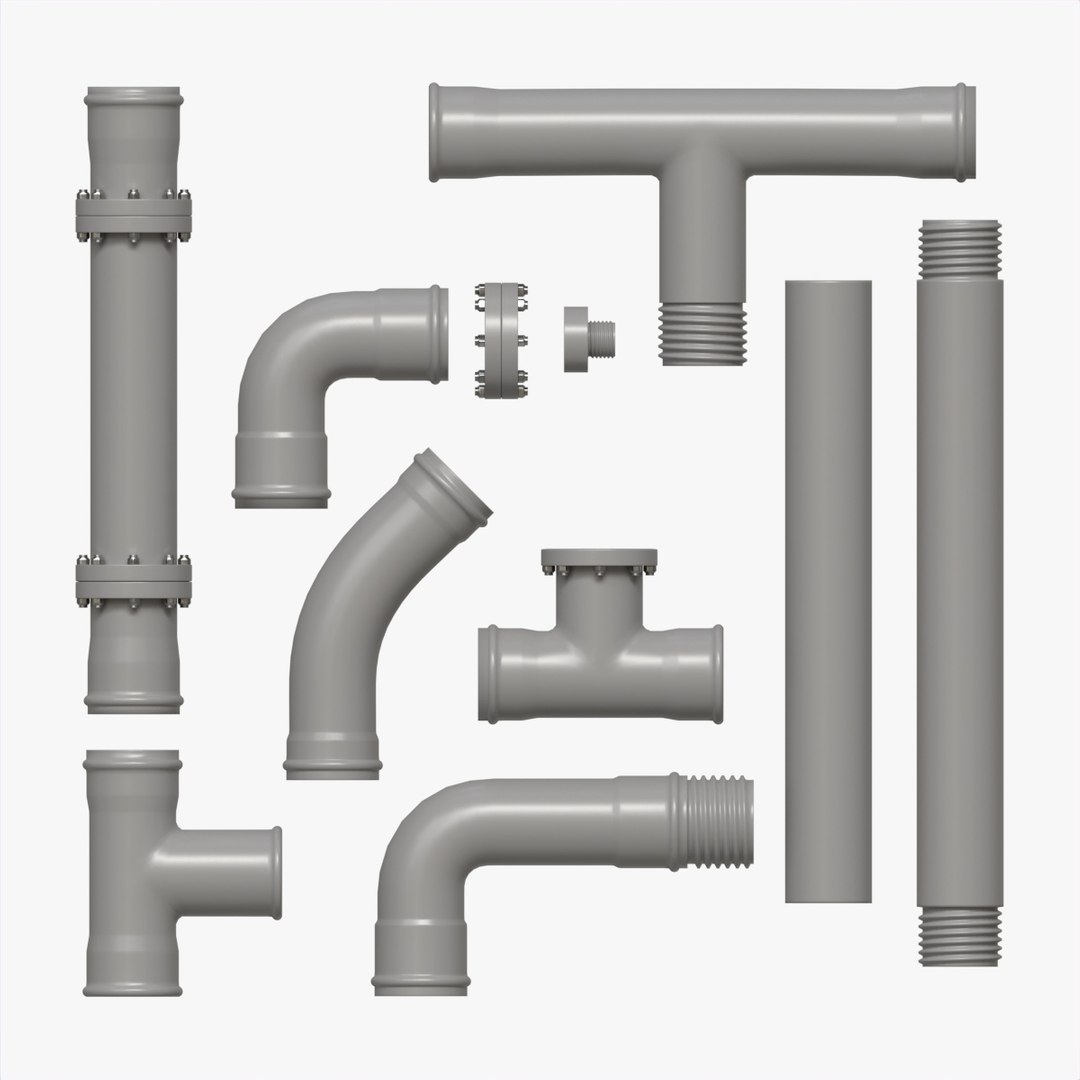 3D Plastic Pipes With Fittings Set - TurboSquid 2030071