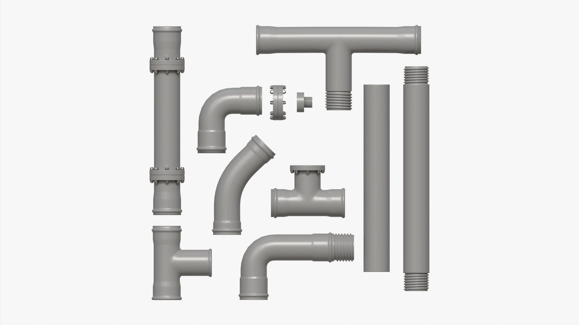 3D Plastic Pipes With Fittings Set - TurboSquid 2030071