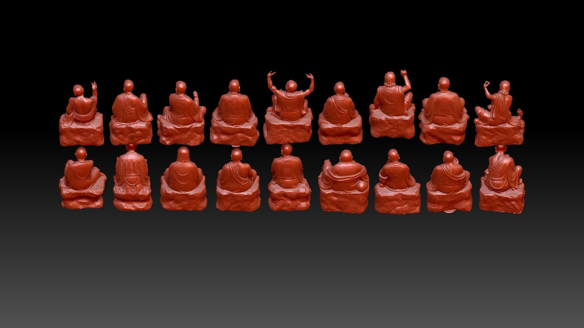 3D Model Of 18 Arhat Buddha Statues 3D Print Model 3D Model ...