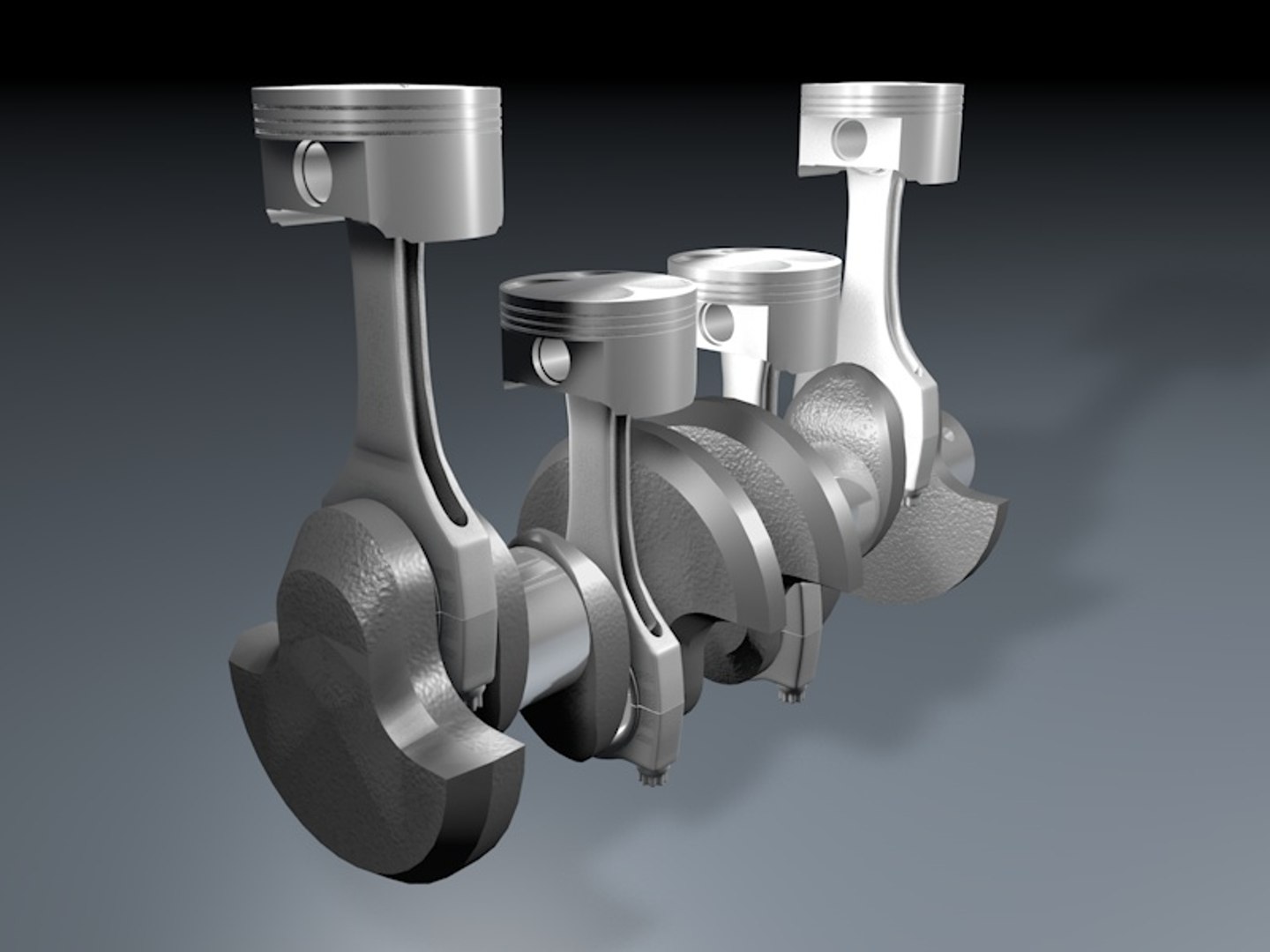 Crankshaft Conrods Pistons 3d Model
