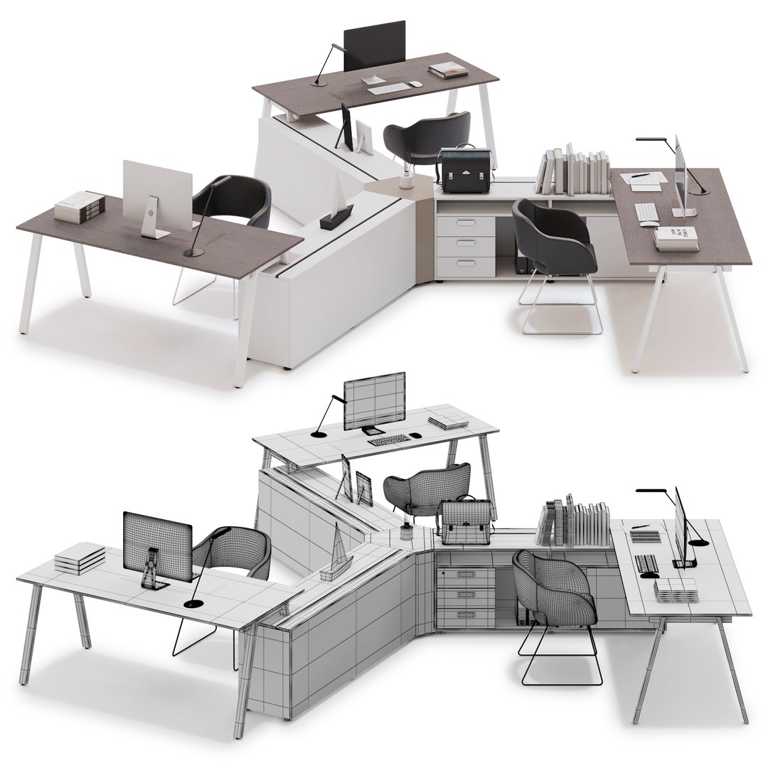 3D Model Office Workspace Las - TurboSquid 1444751
