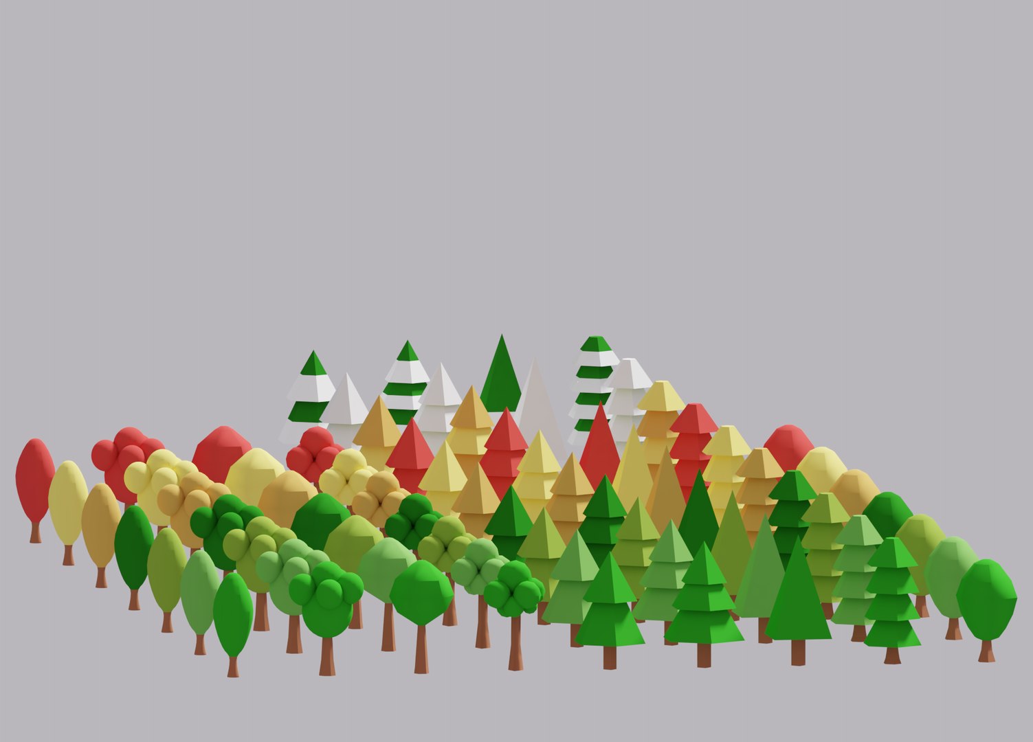Cartoon Simple Tree Pack 3D Model - TurboSquid 1564601