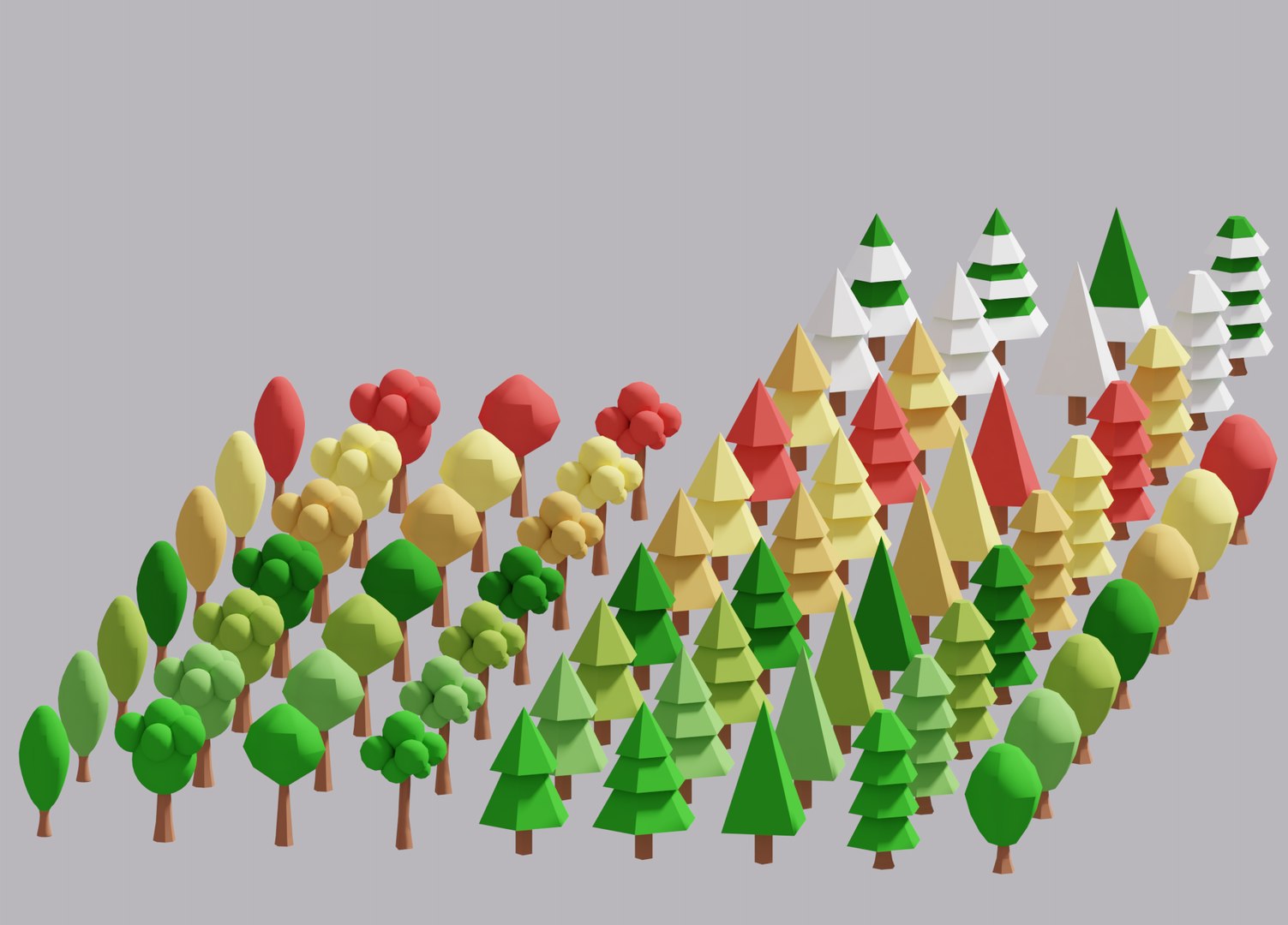 Cartoon Simple Tree Pack 3D Model - TurboSquid 1564601