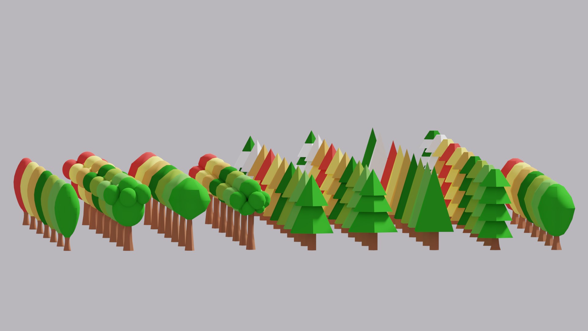 Cartoon Simple Tree Pack 3D Model - TurboSquid 1564601