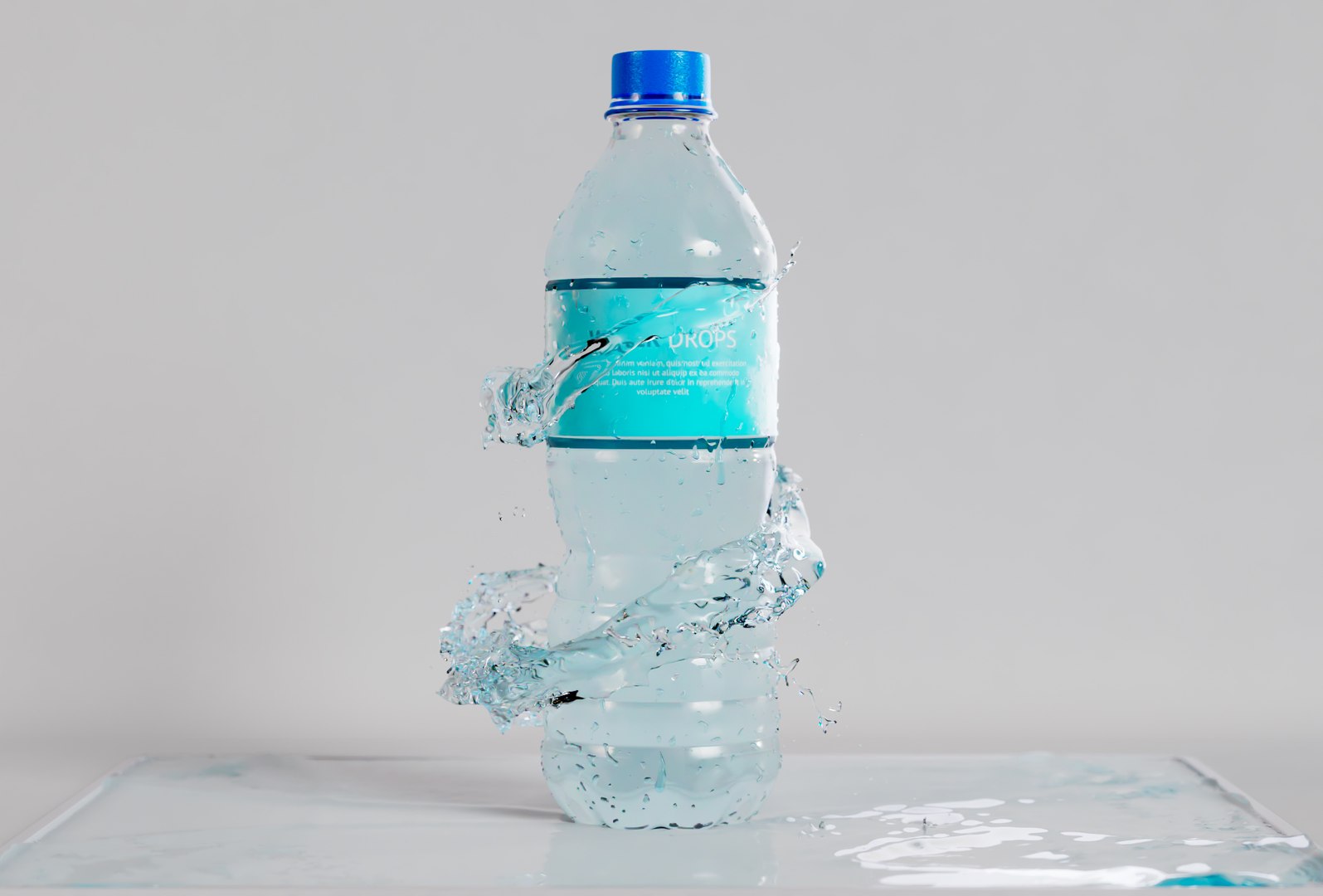 3D Animated Water Spiral Splash - Plastic Water Bottle Model ...