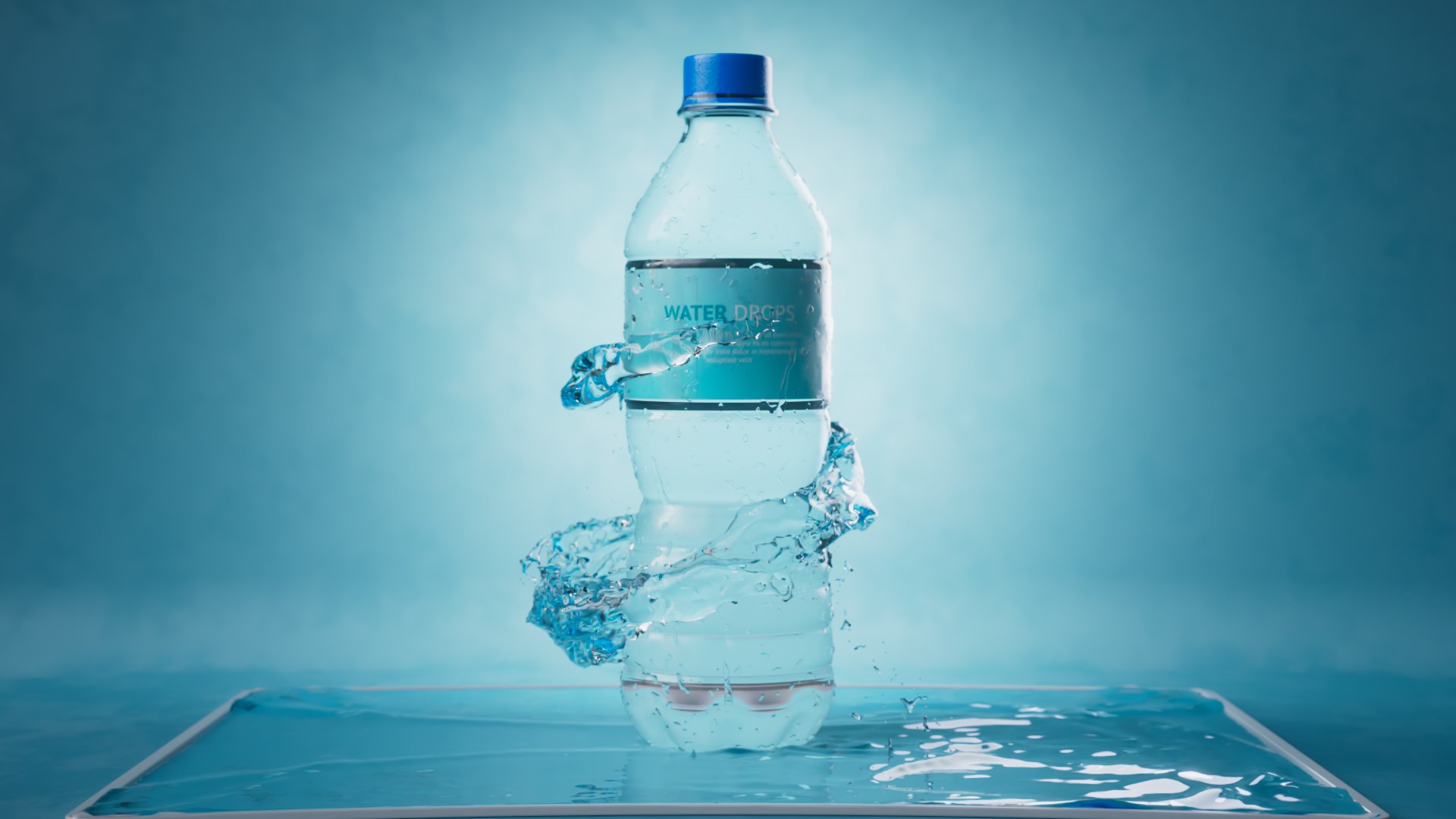 3D Animated Water Spiral Splash - Plastic Water Bottle Model ...