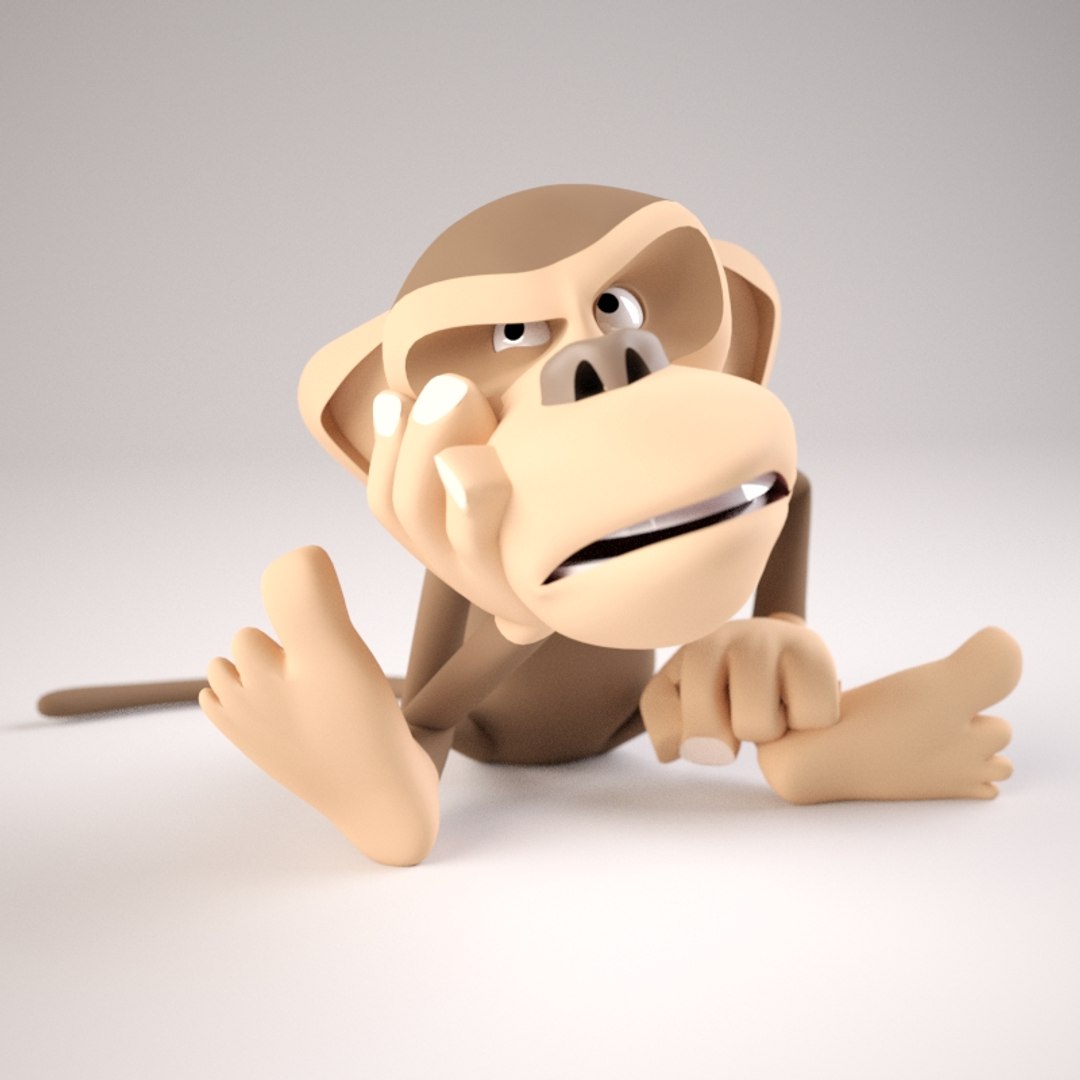 3D Cartoon Monkey Character Rigged Model - TurboSquid 1345034