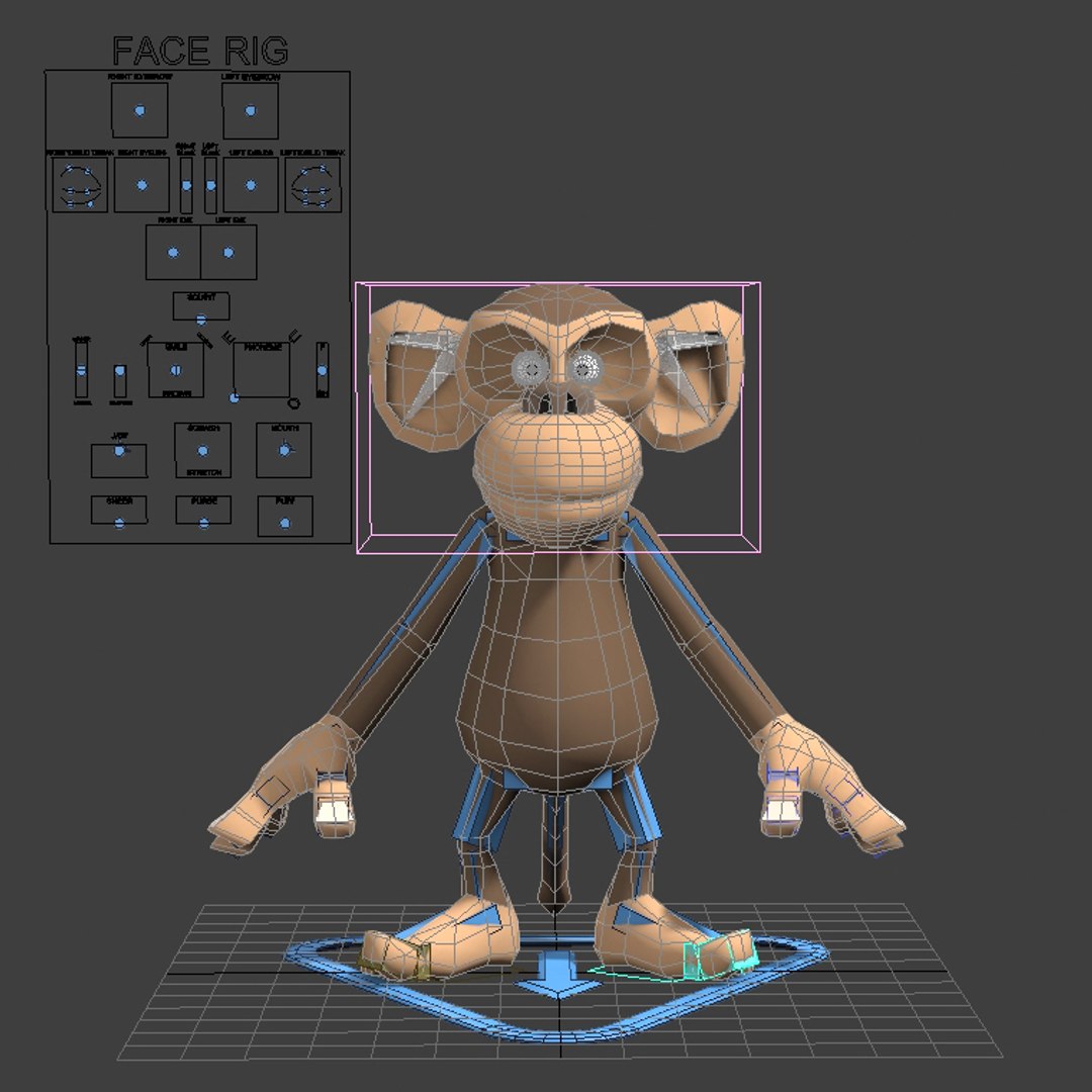 3D Cartoon Monkey Character Rigged Model - TurboSquid 1345034