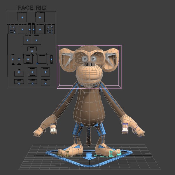 3D cartoon monkey character rigged model - TurboSquid 1345034