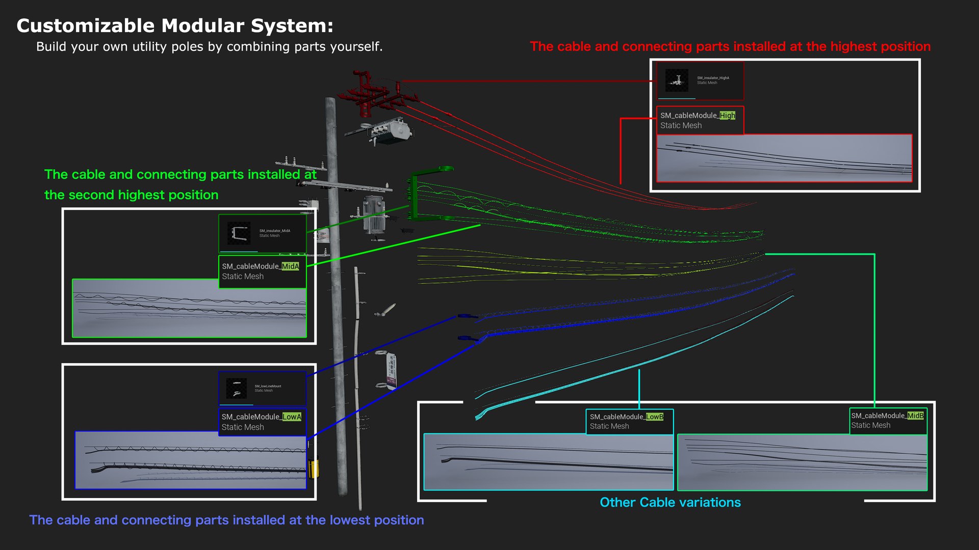 Japanese Utility Poles Modular Pack 3D Model - TurboSquid 2328918