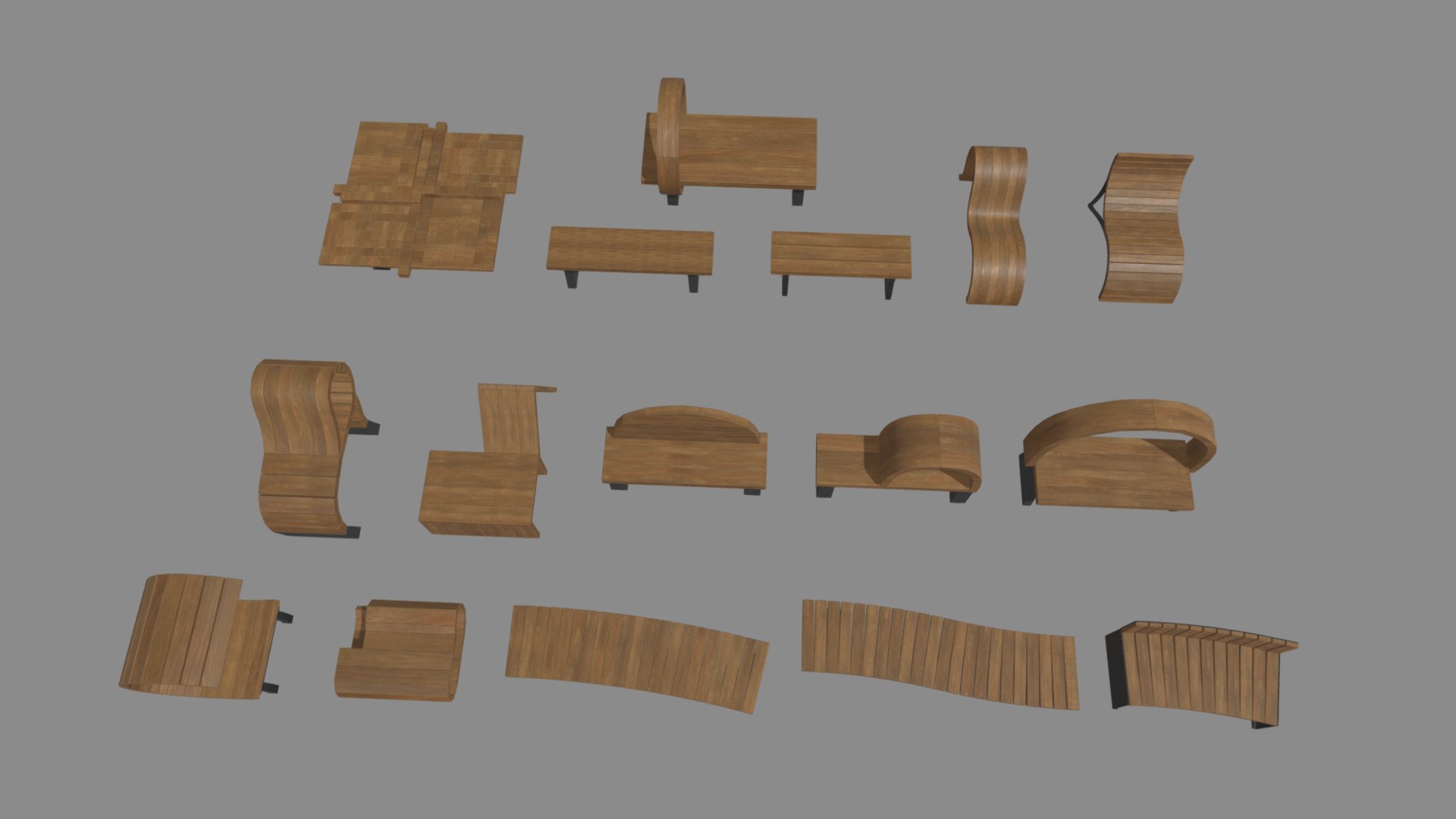 3D Low Poly Bench Pack Model - TurboSquid 2411504