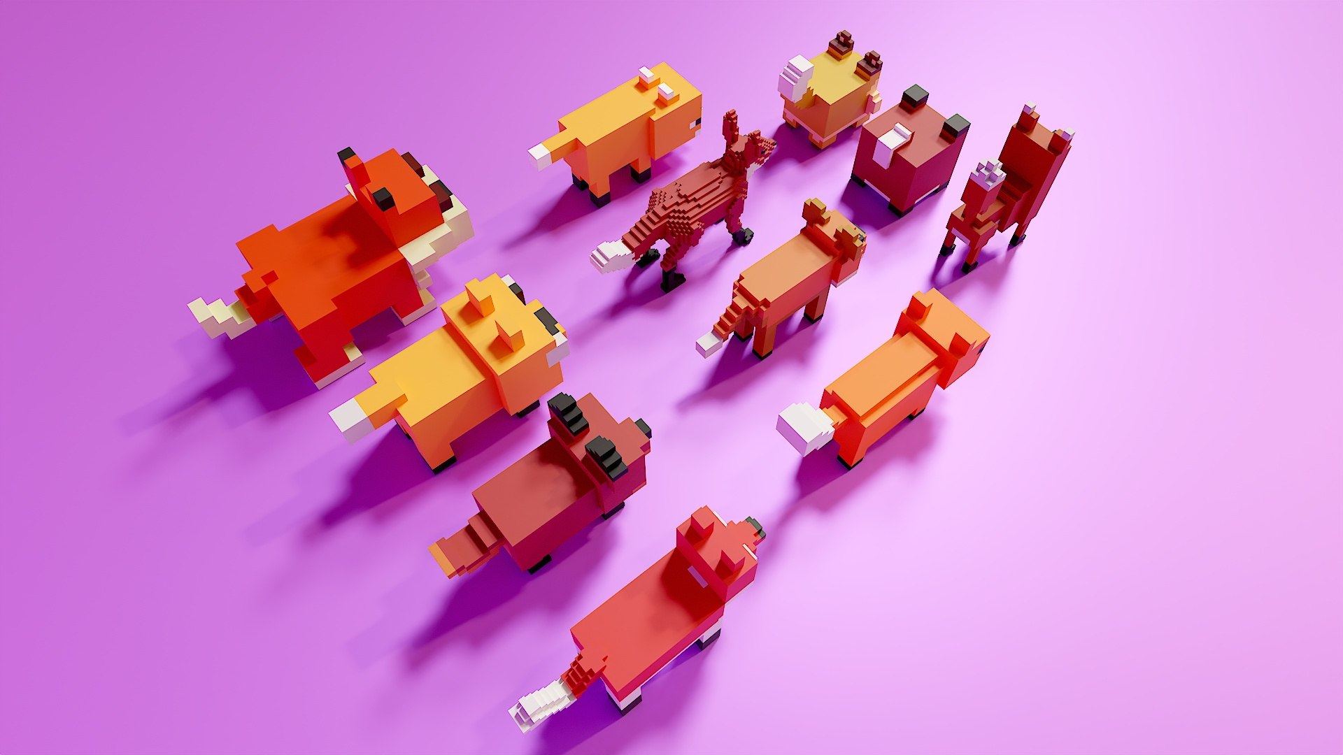 Fox Voxel Art Pack 3d Model 3D Model - TurboSquid 2182451