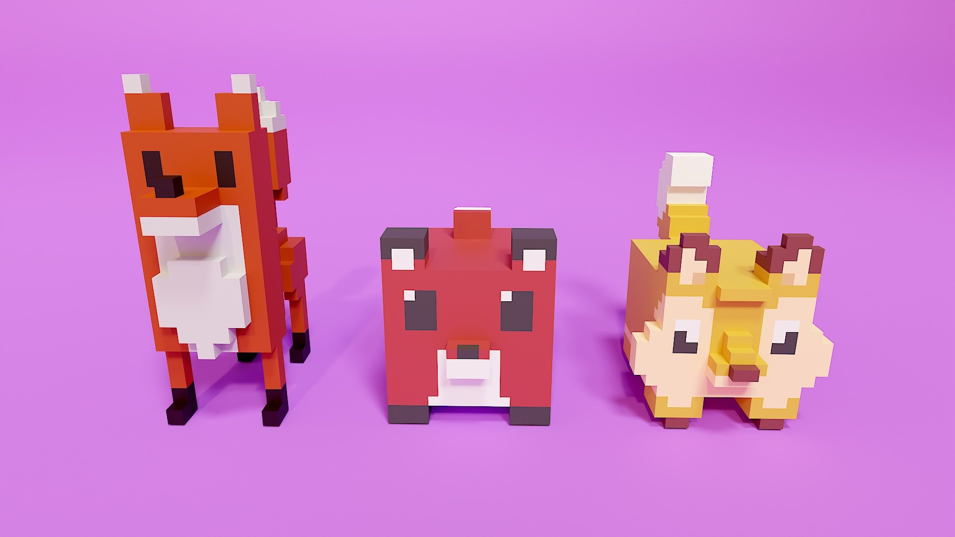 Fox Voxel Art Pack 3d Model 3D Model - TurboSquid 2182451
