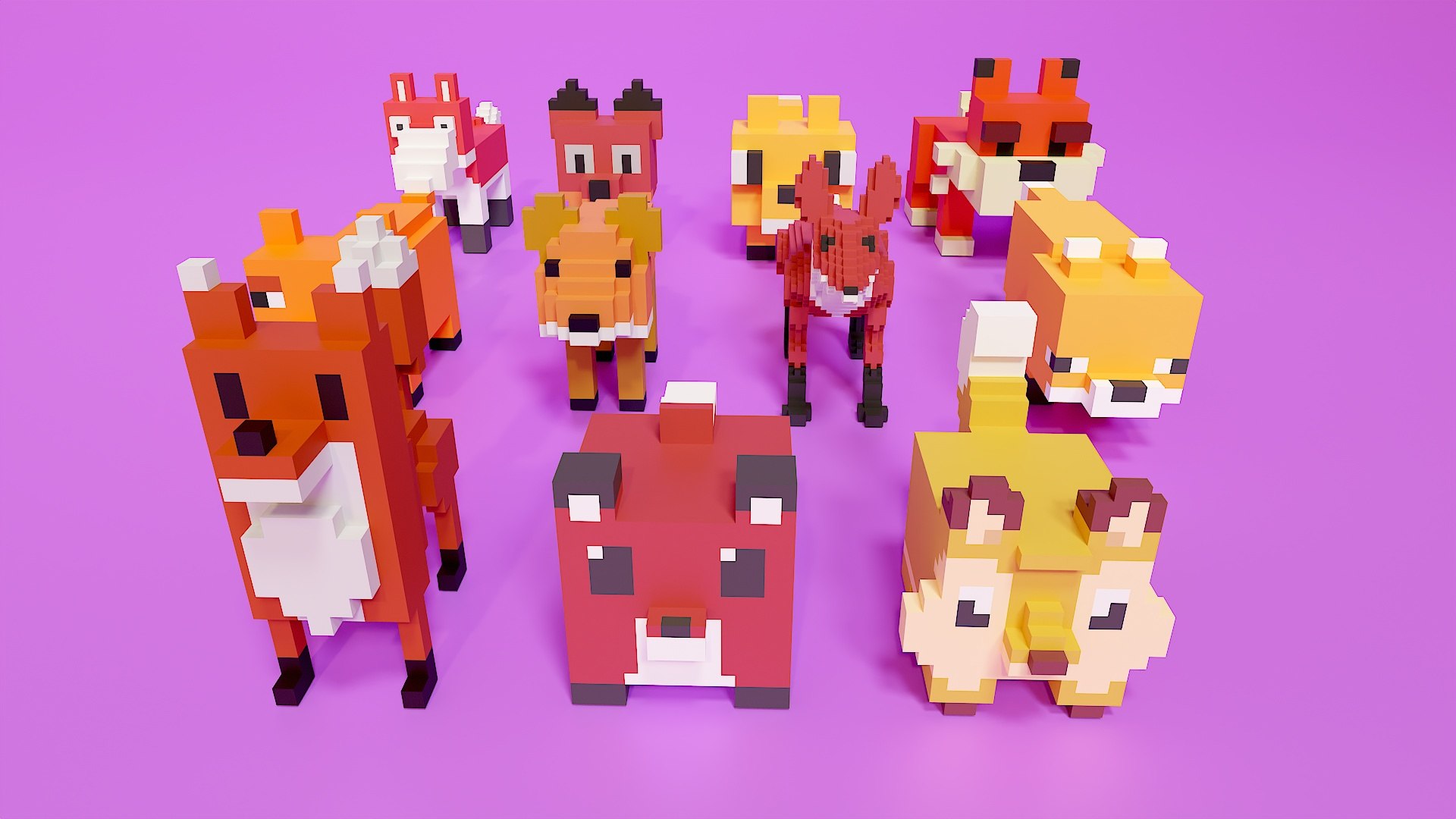 Fox Voxel Art Pack 3d Model 3D Model - TurboSquid 2182451