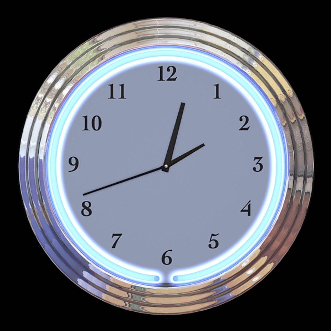 Neon Clock 3d Model