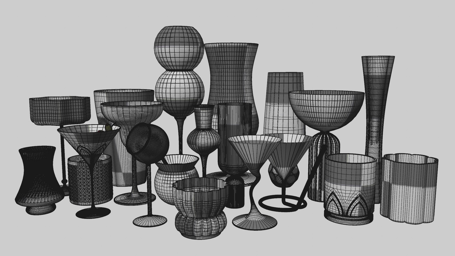 Drink Set - Cocktail Glasses 3D - TurboSquid 2279451