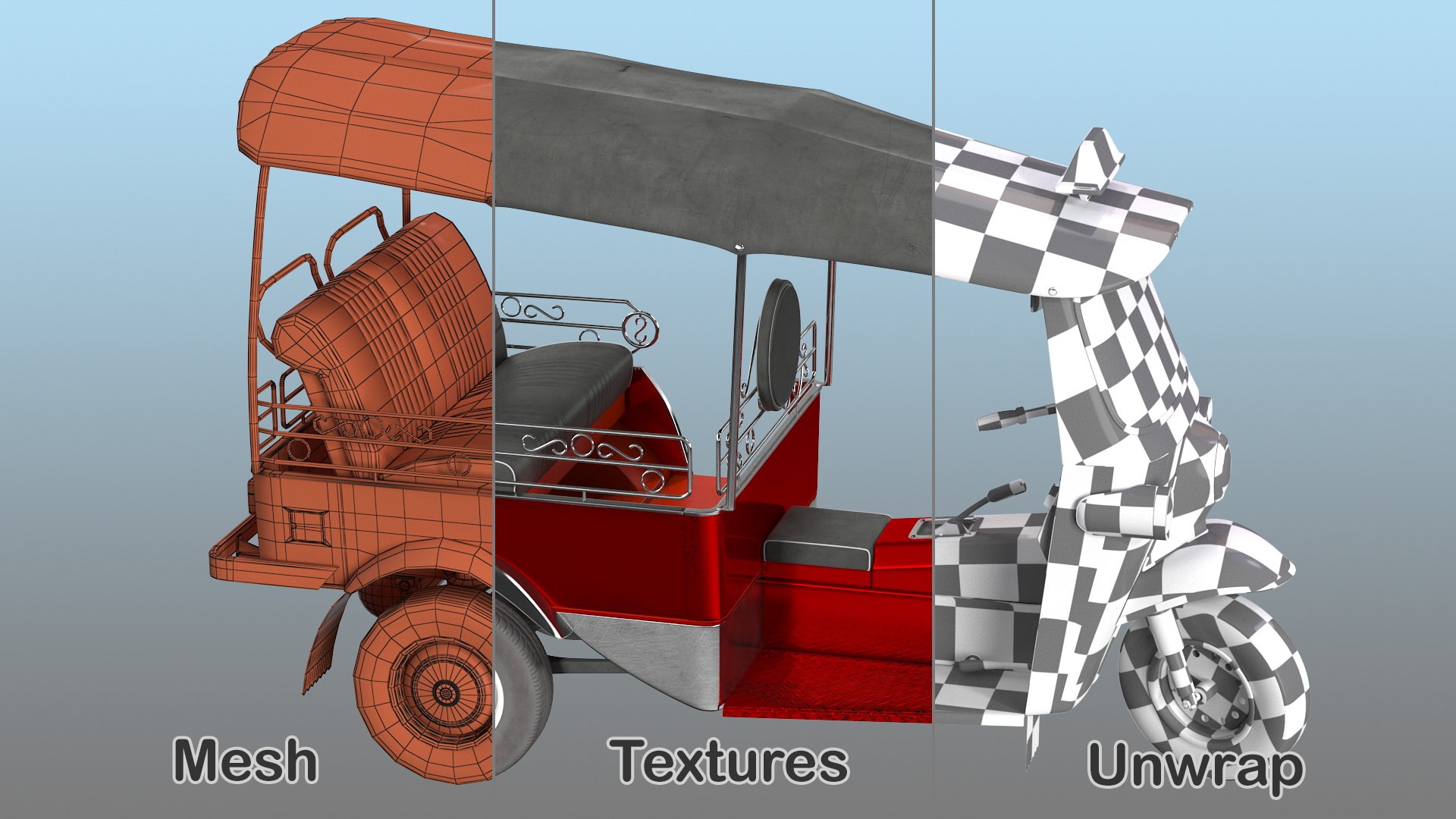 Auto Rickshaw Rigged 3D Model - TurboSquid 1546000