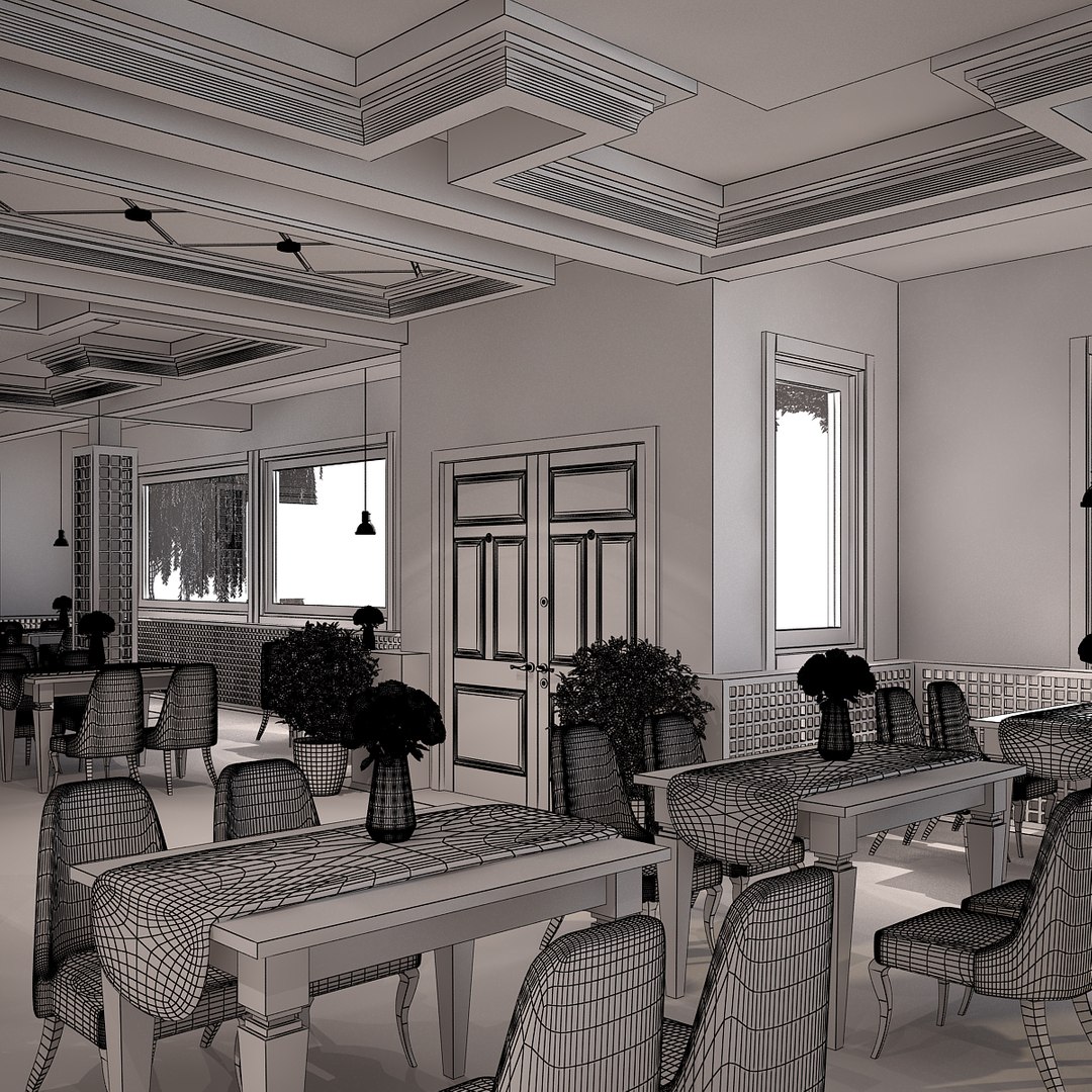 Cafe Interior V1 3d Model