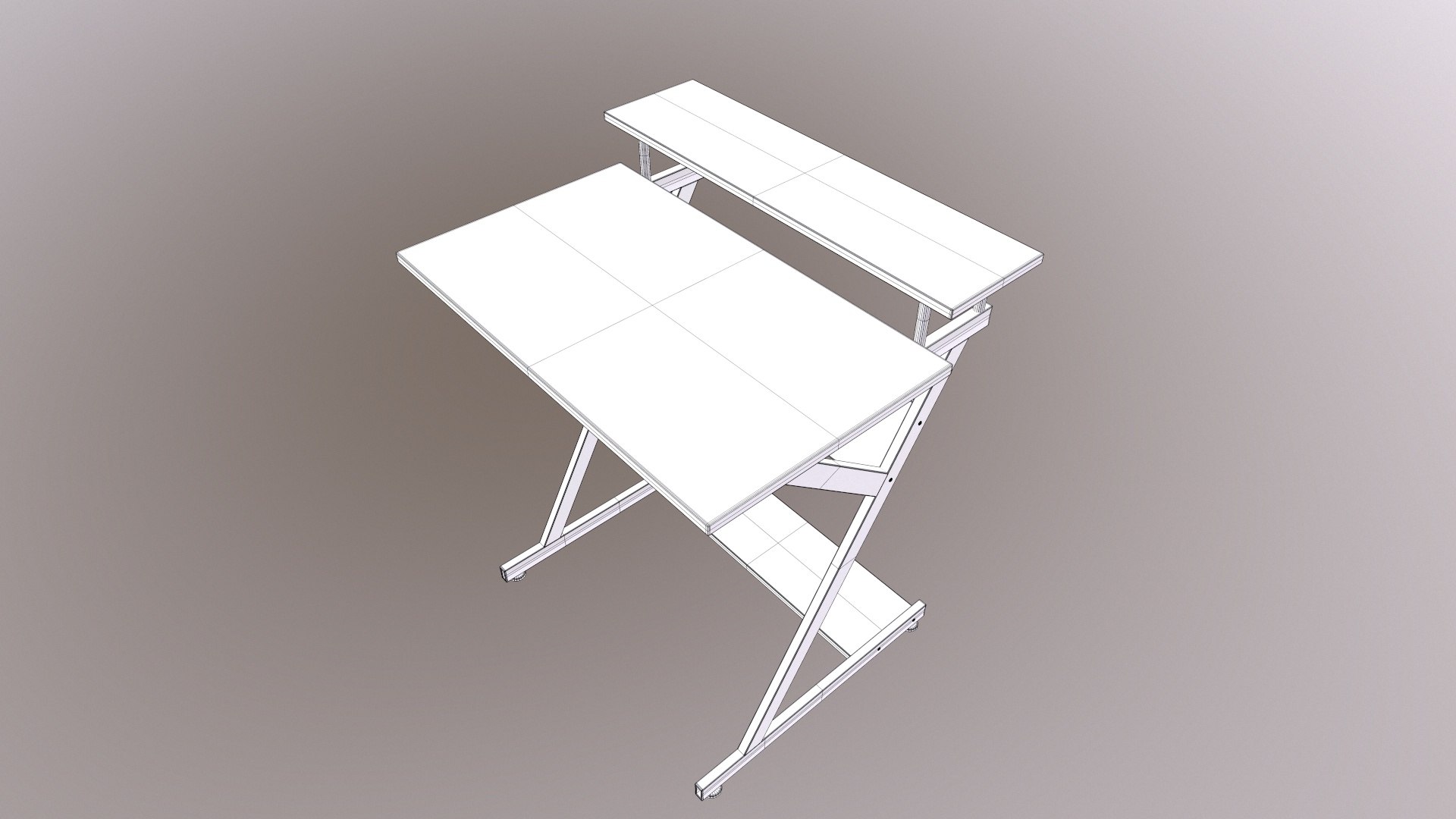 Computer Desk With Monitor Shelf 3D Model - TurboSquid 1946057
