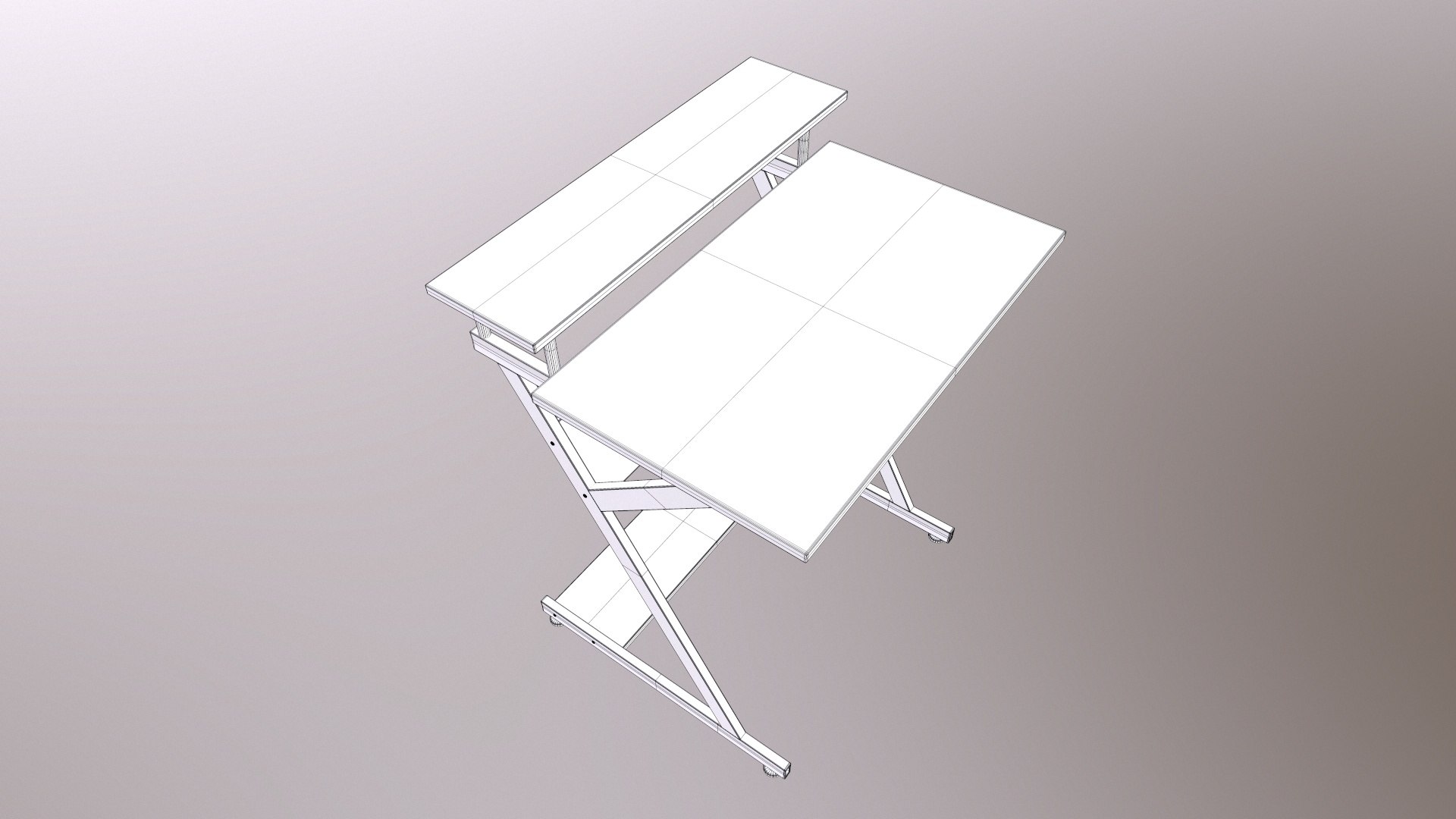 Computer Desk With Monitor Shelf 3D Model - TurboSquid 1946057