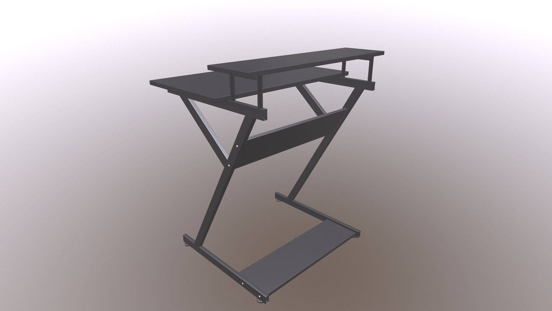 Computer Desk With Monitor Shelf 3D Model - TurboSquid 1946057