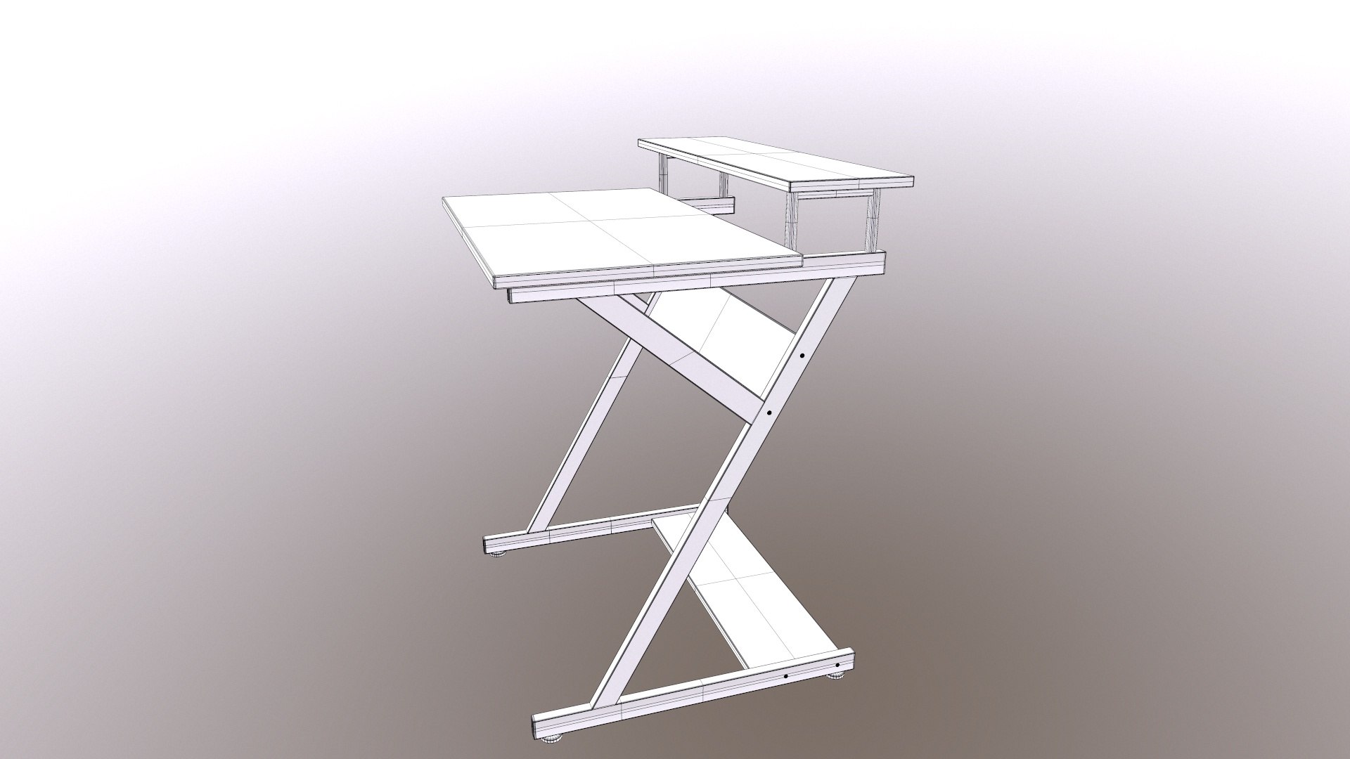Computer Desk With Monitor Shelf 3D Model - TurboSquid 1946057