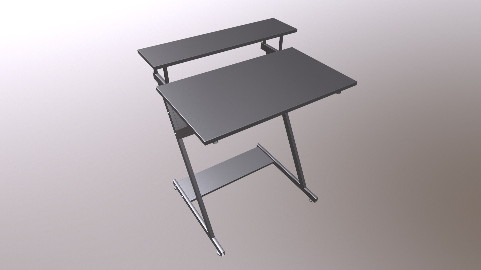 Computer Desk With Monitor Shelf 3D Model - TurboSquid 1946057