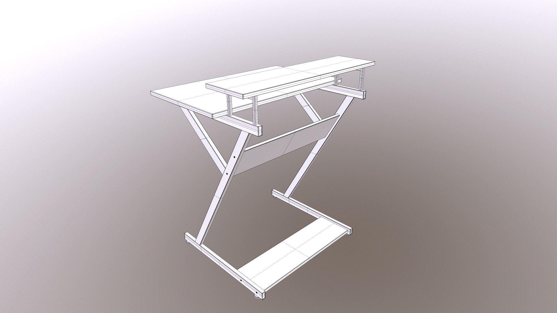 Computer Desk With Monitor Shelf 3D Model - TurboSquid 1946057