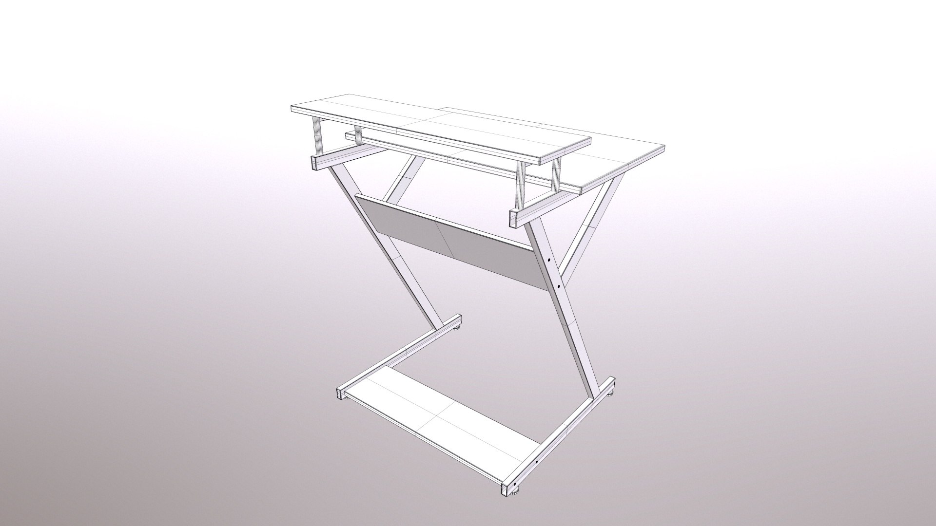 Computer Desk With Monitor Shelf 3D Model - TurboSquid 1946057