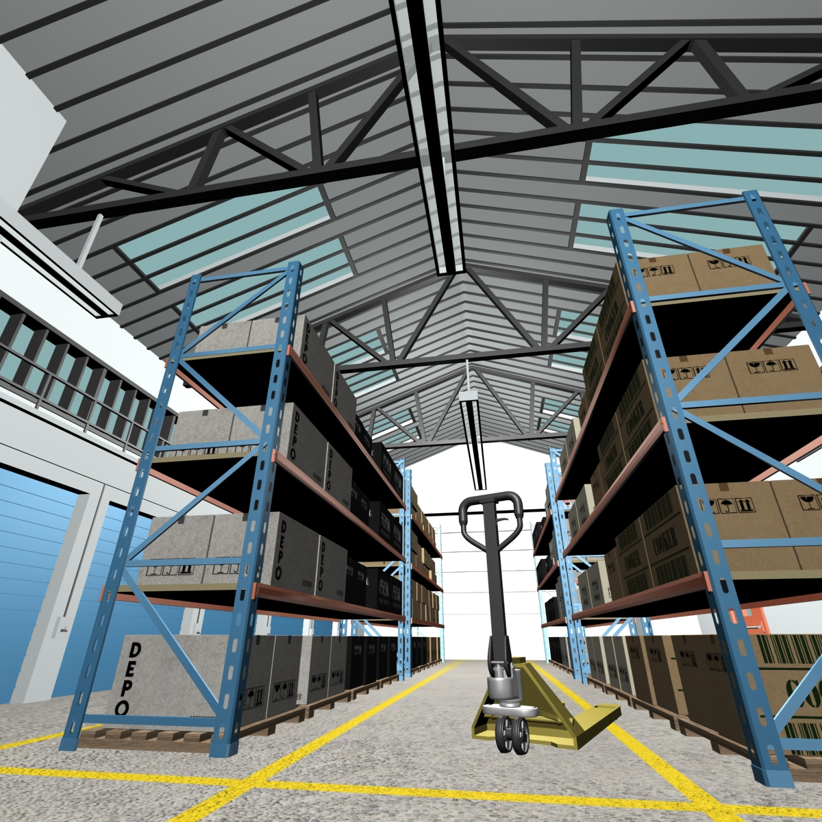 large architectural warehouse 3d max