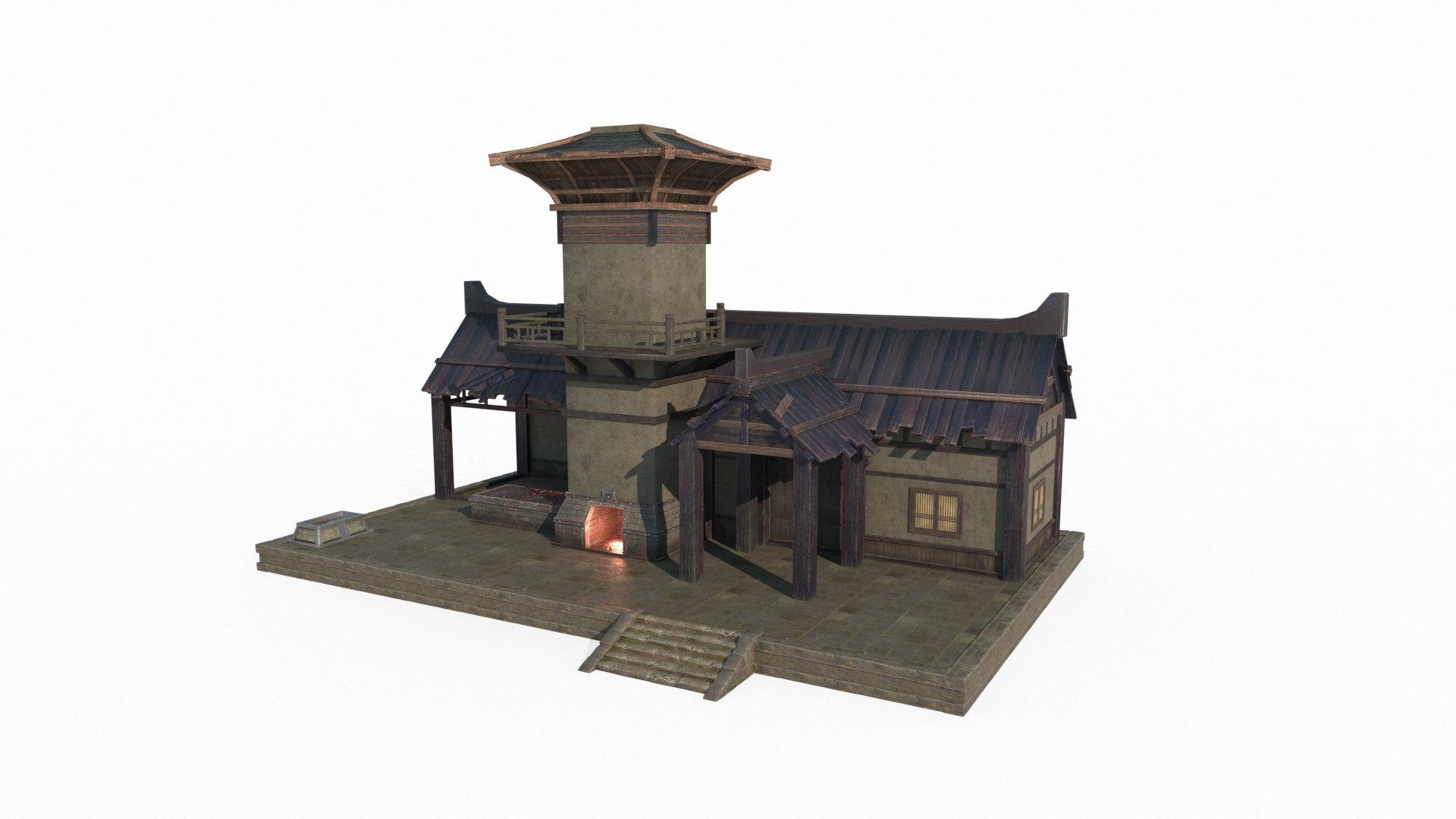 3D Ancient Asian Architecture Blacksmith Shop - TurboSquid 2155722