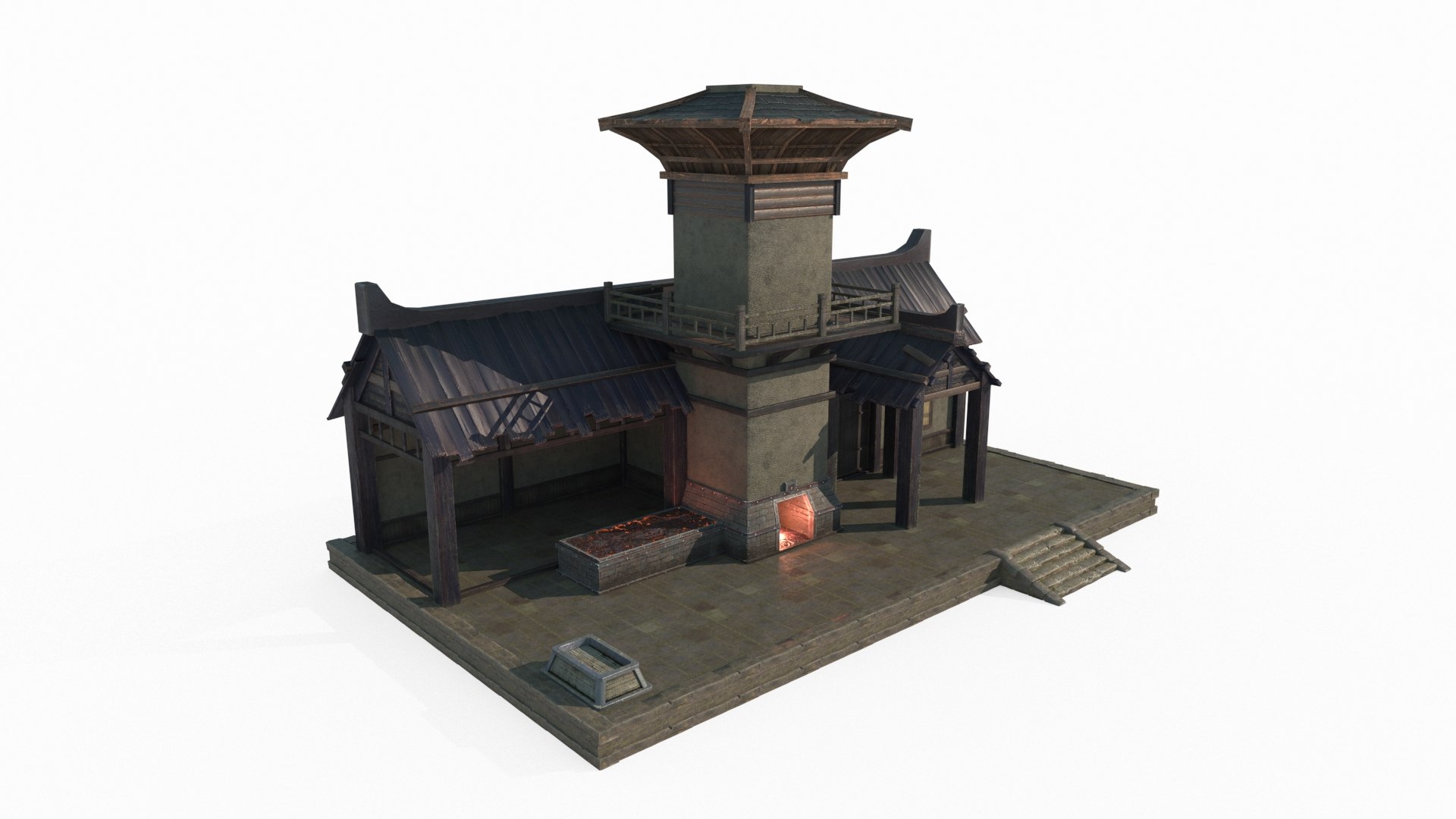 3D Ancient Asian Architecture Blacksmith Shop - TurboSquid 2155722