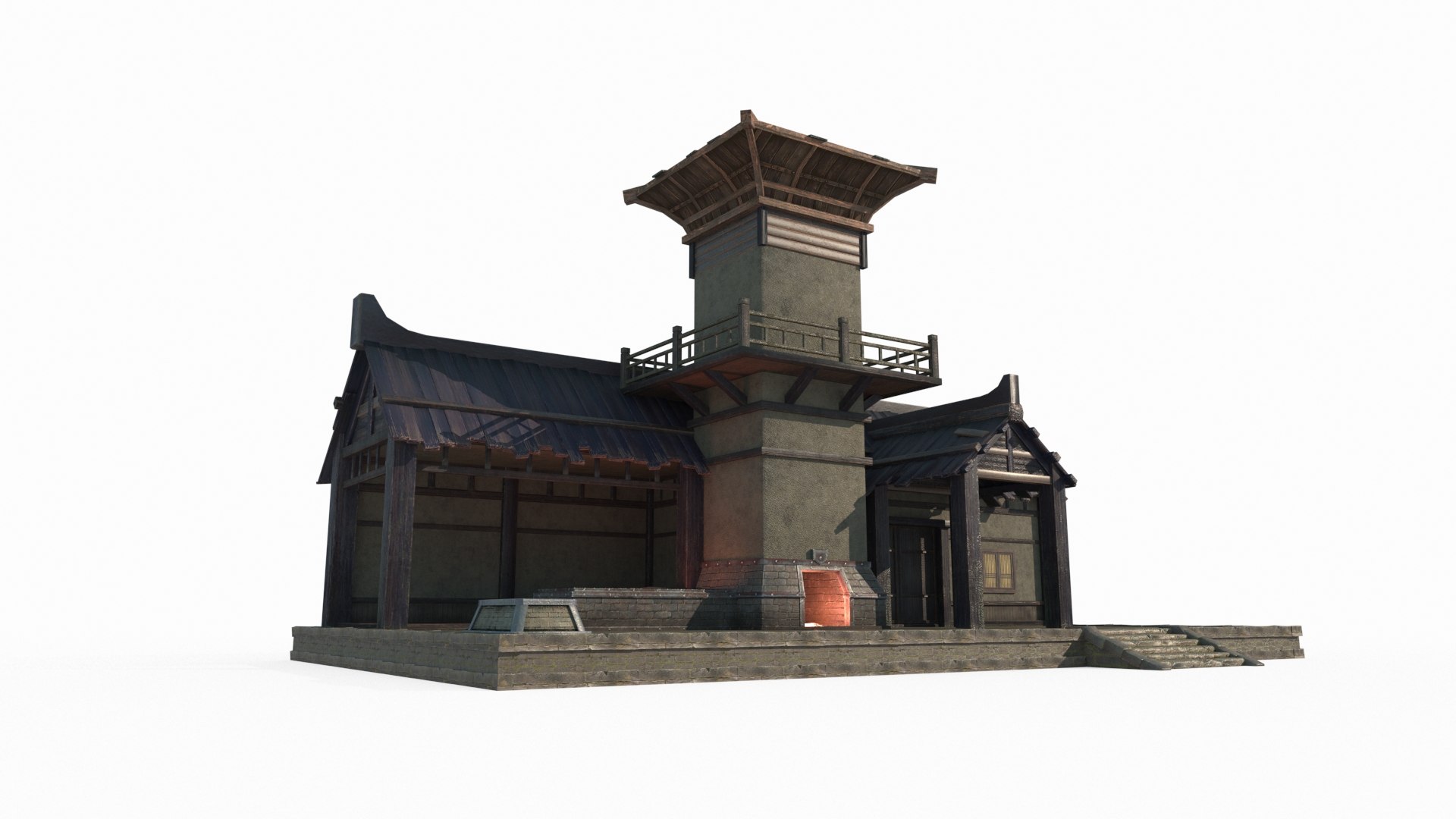 3D Ancient Asian Architecture Blacksmith Shop - TurboSquid 2155722