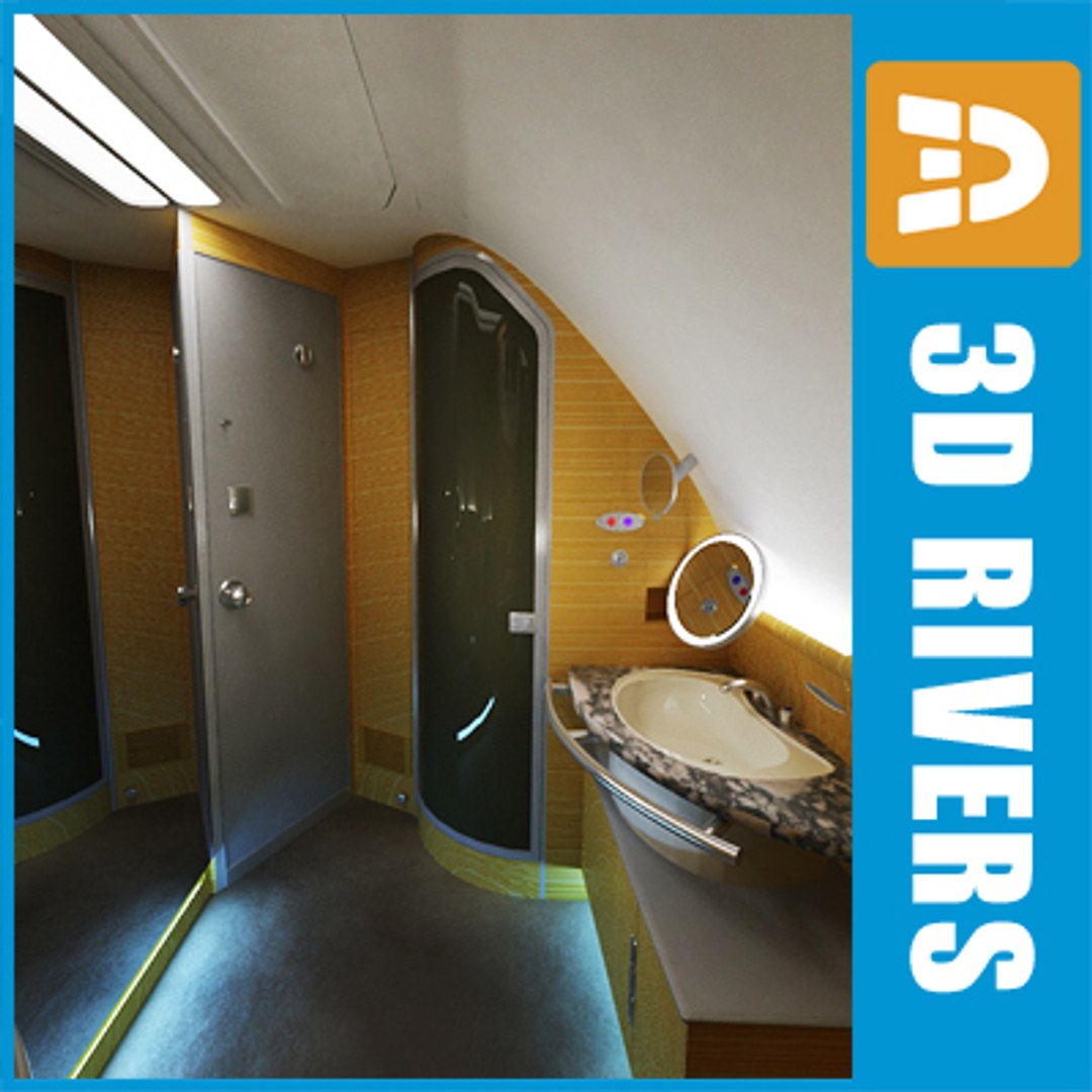 3d airbus 380 lavatory model