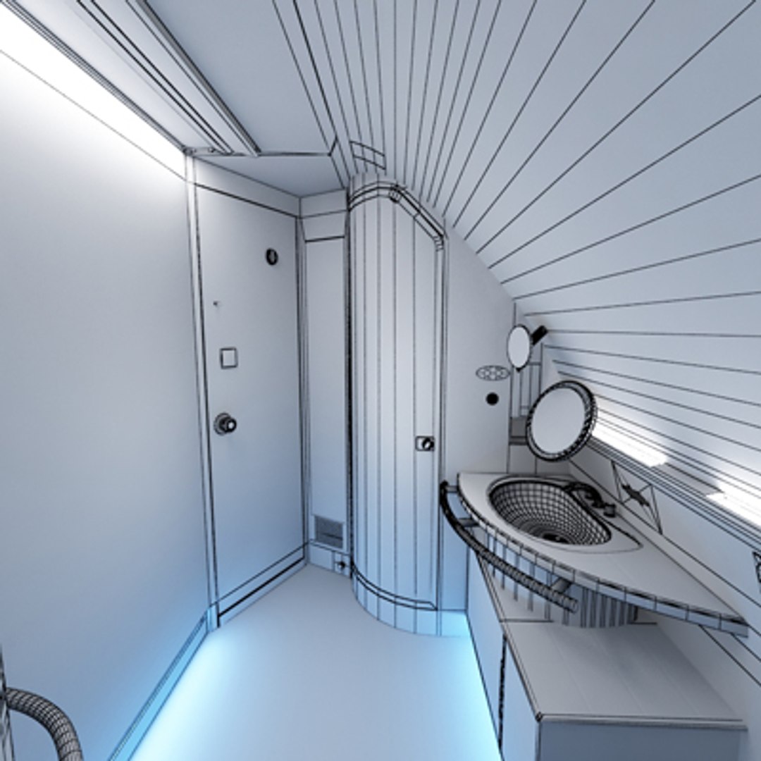 3d airbus 380 lavatory model