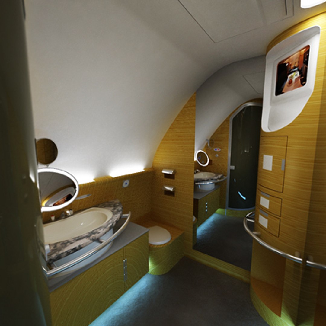 3d airbus 380 lavatory model