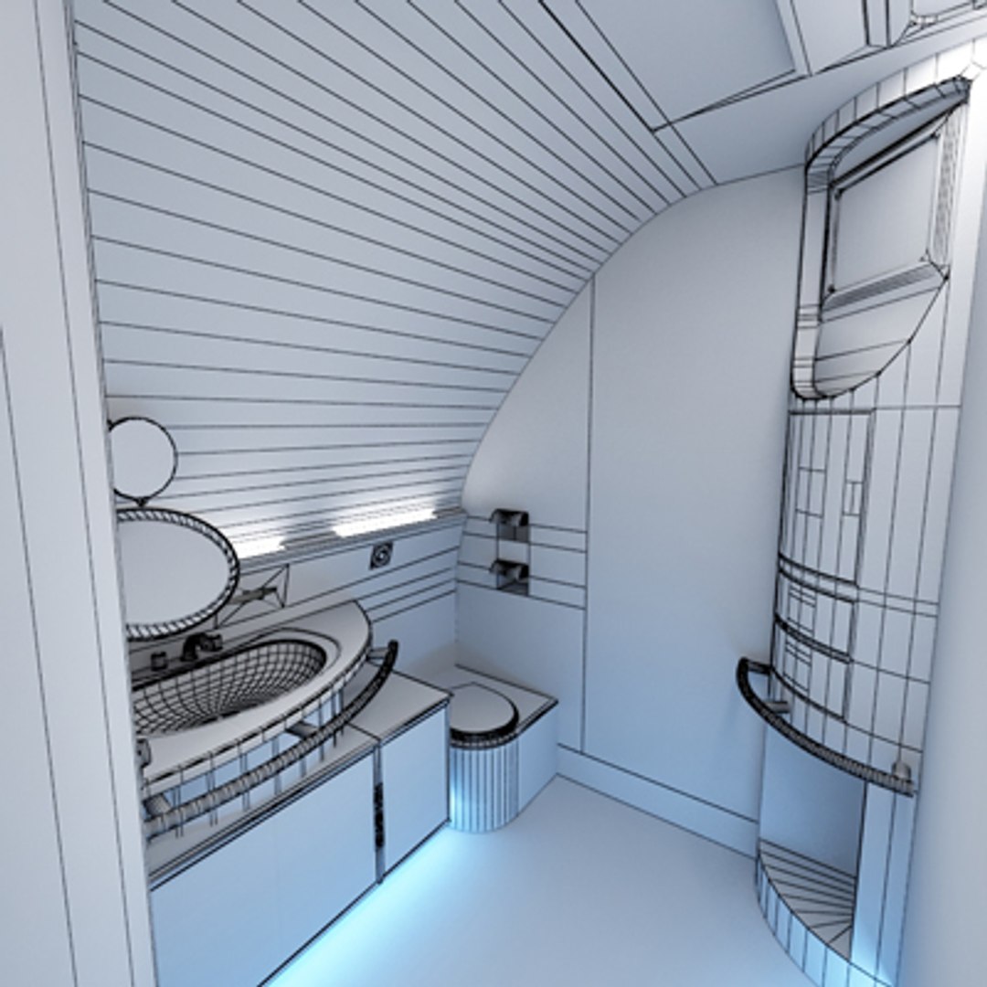 3d airbus 380 lavatory model