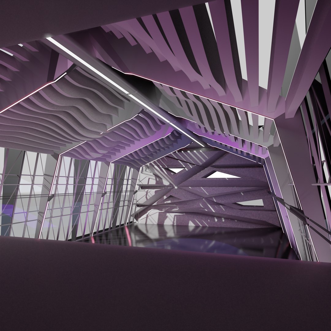 3D Sci Fi Exhibition Abstract Concept Hall Inteiror Clear 3D Model ...