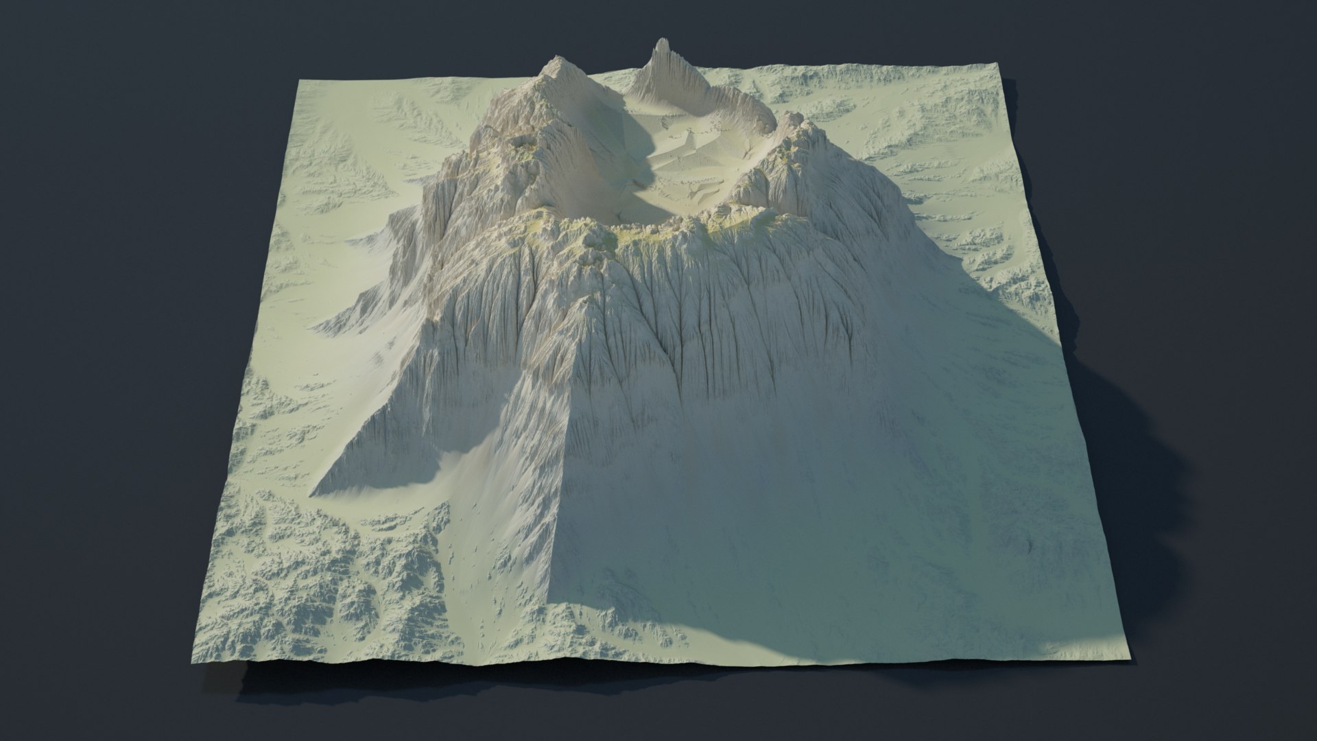 3D Model Highly Detailed Sci-fi Rocky Volcano With Sand Deposits ...