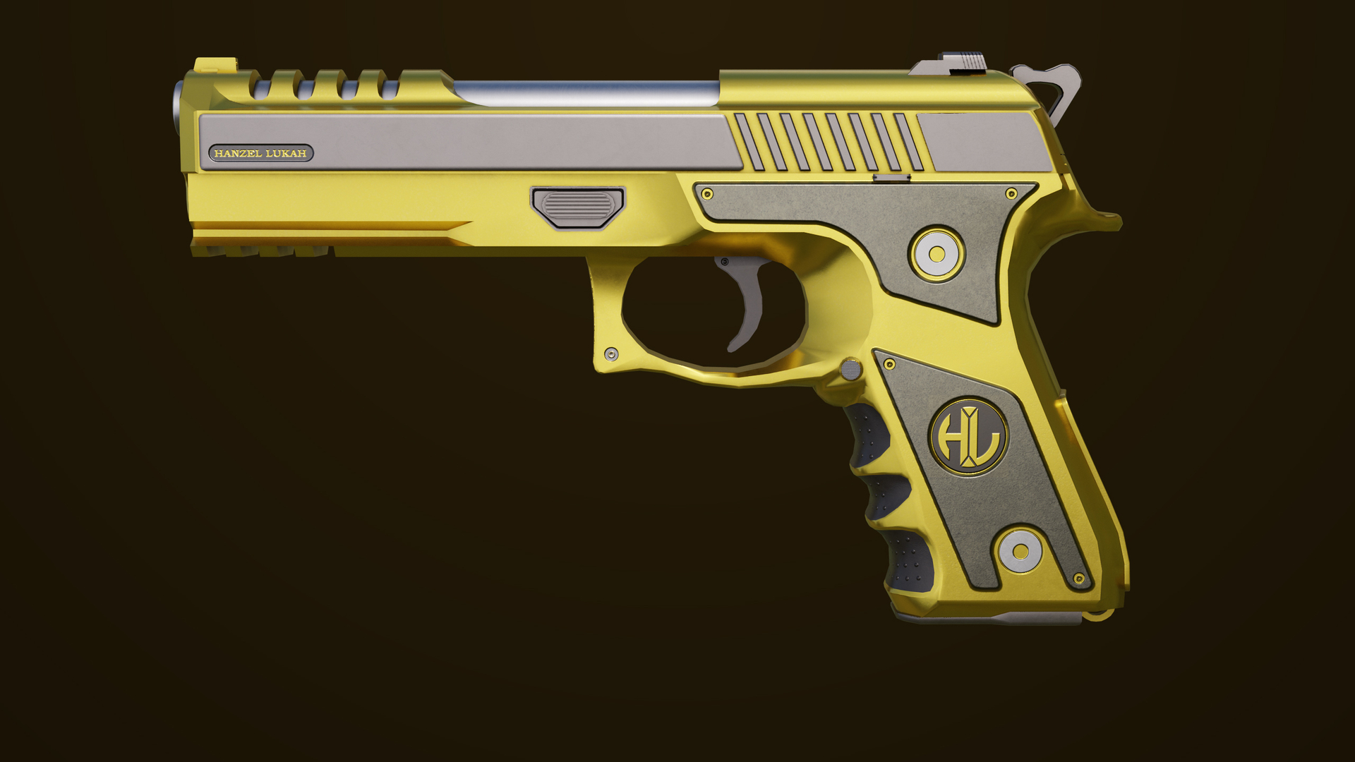 Generic Pistol 02 Gold All PBR Unity UE Textures Included 3D Model ...