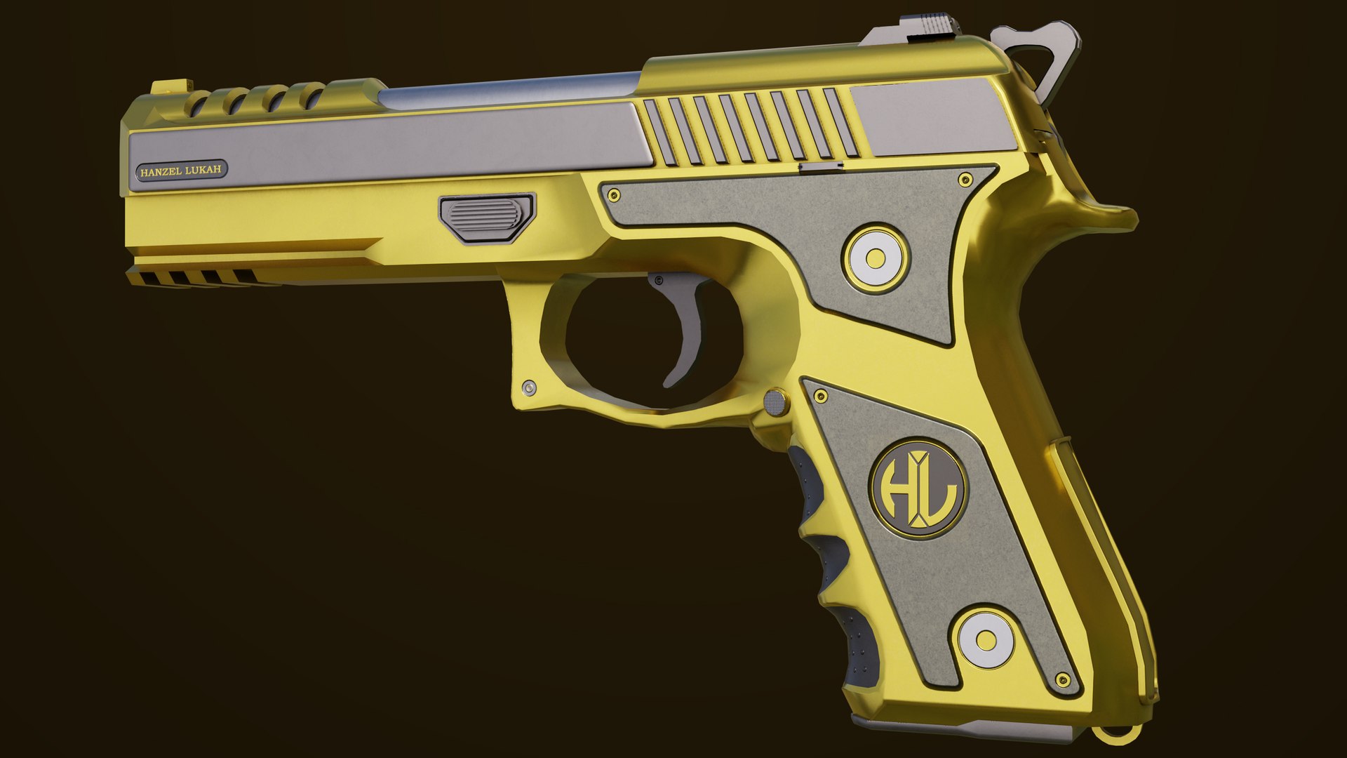 Generic Pistol 02 Gold All PBR Unity UE Textures Included 3D Model ...