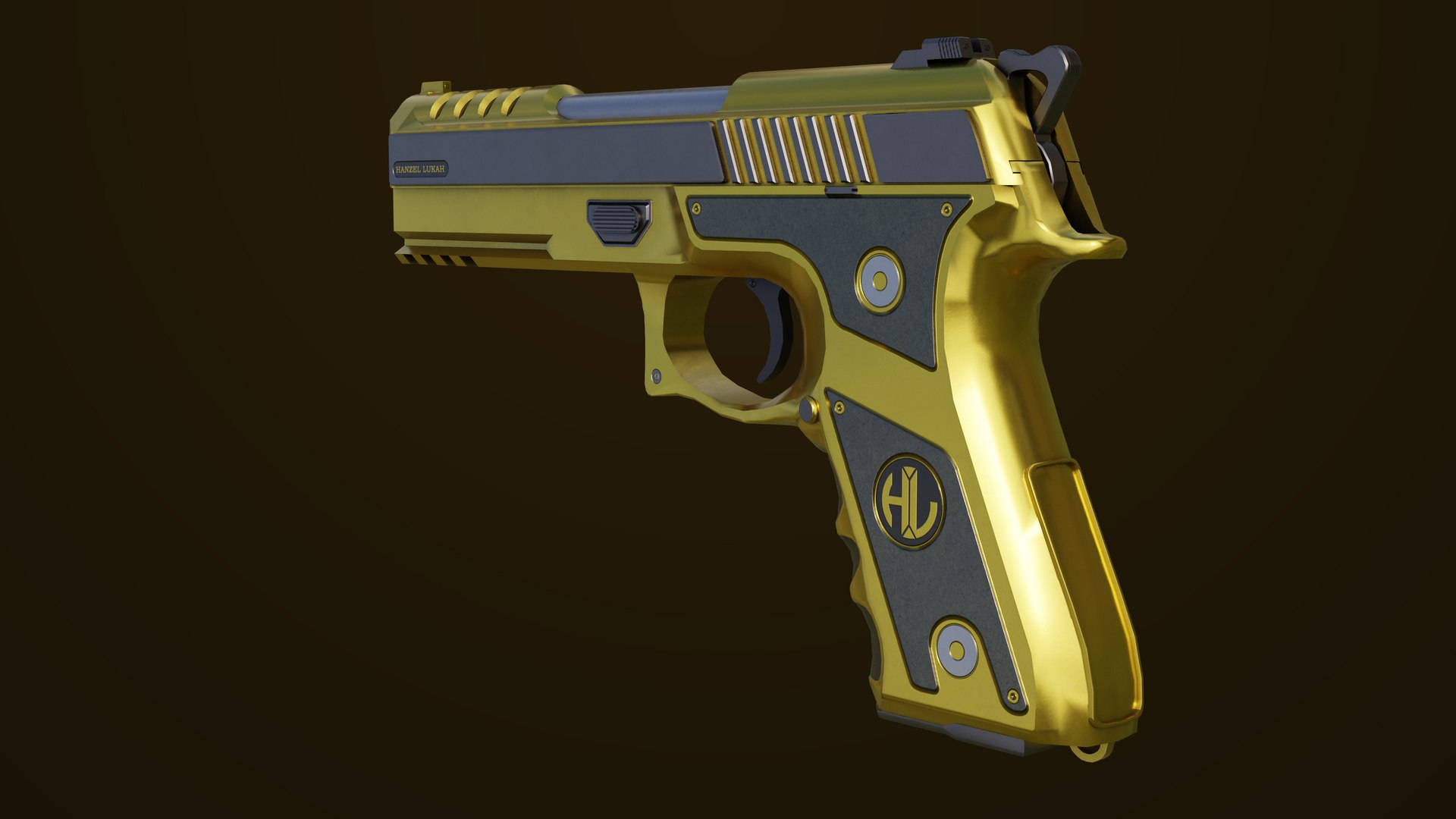 Generic Pistol 02 Gold All PBR Unity UE Textures Included 3D Model ...