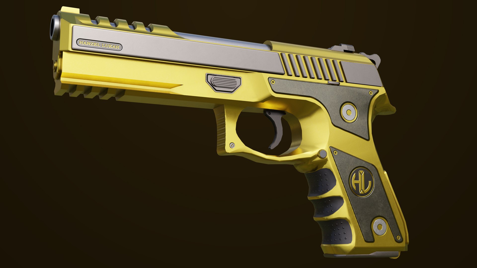 Generic Pistol 02 Gold All PBR Unity UE Textures Included 3D Model ...