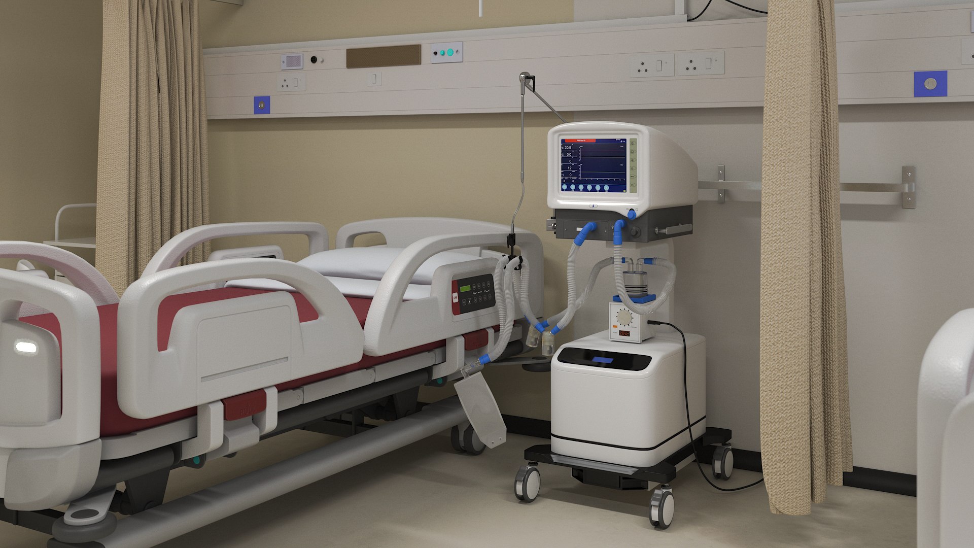 3D Hospital Ward For Four People Model - TurboSquid 2389407