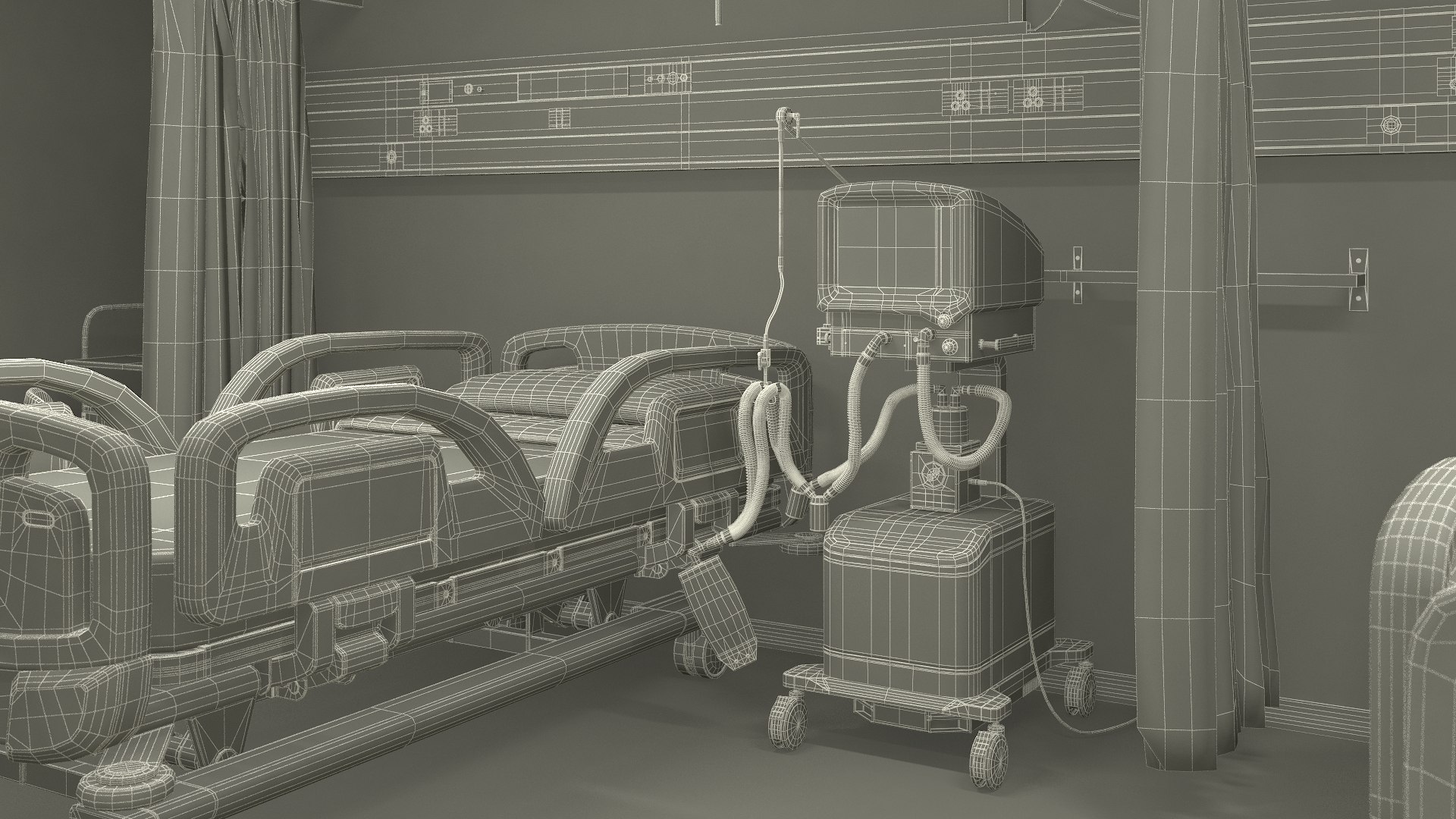 3D Hospital Ward For Four People Model - TurboSquid 2389407