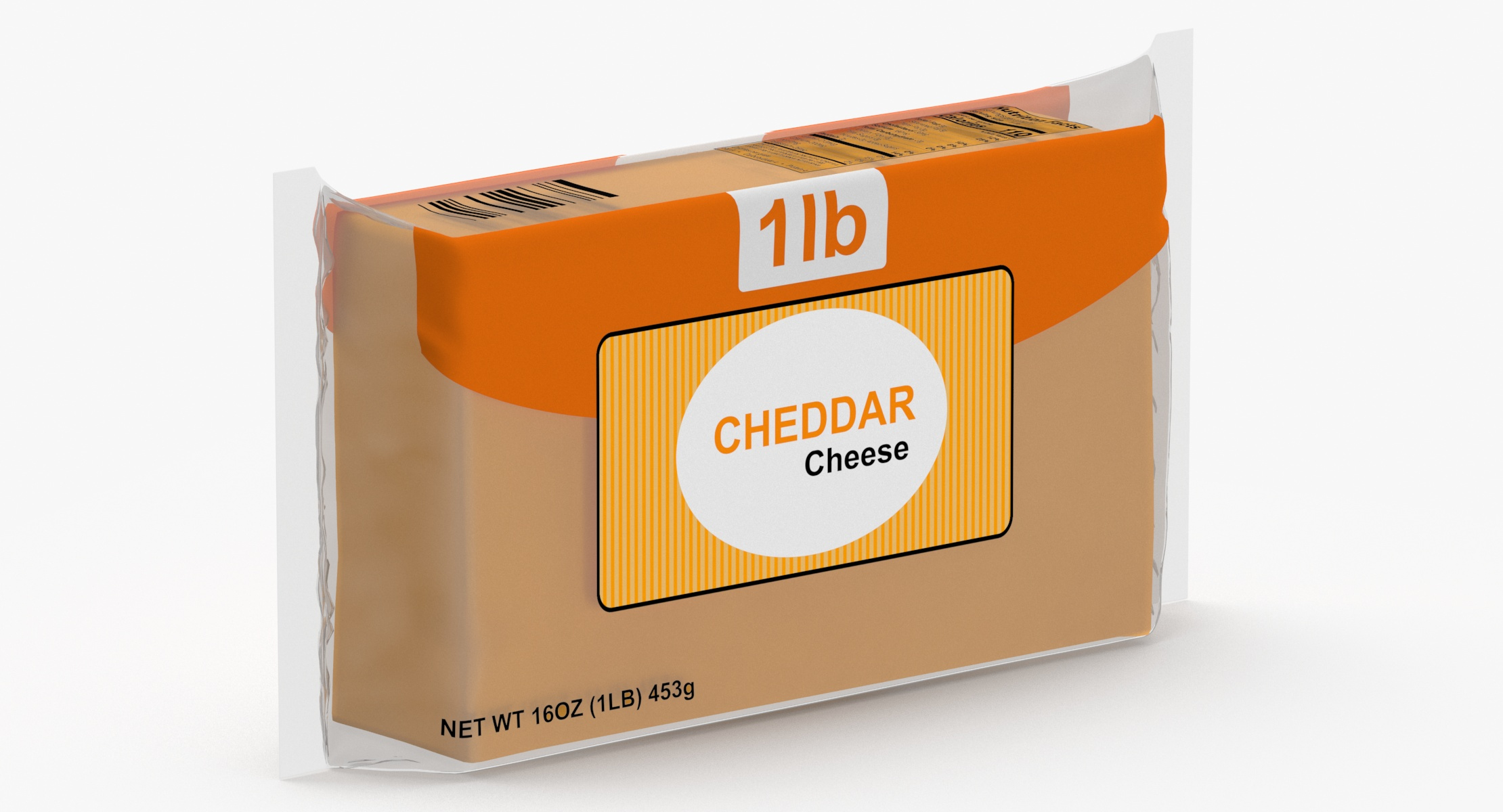 3D model Block Cheese 1lbs Blank and Generic Label - TurboSquid 2013541