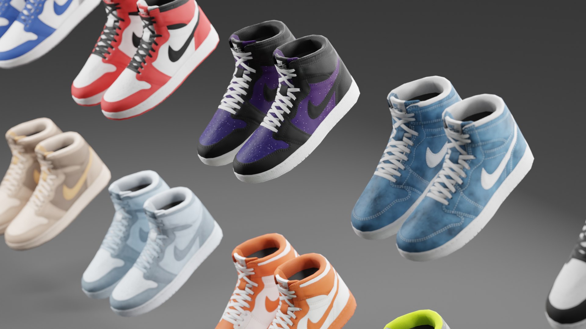 3D Air Jordan Nike Shoes - Pack Of 10 - TurboSquid 2190369