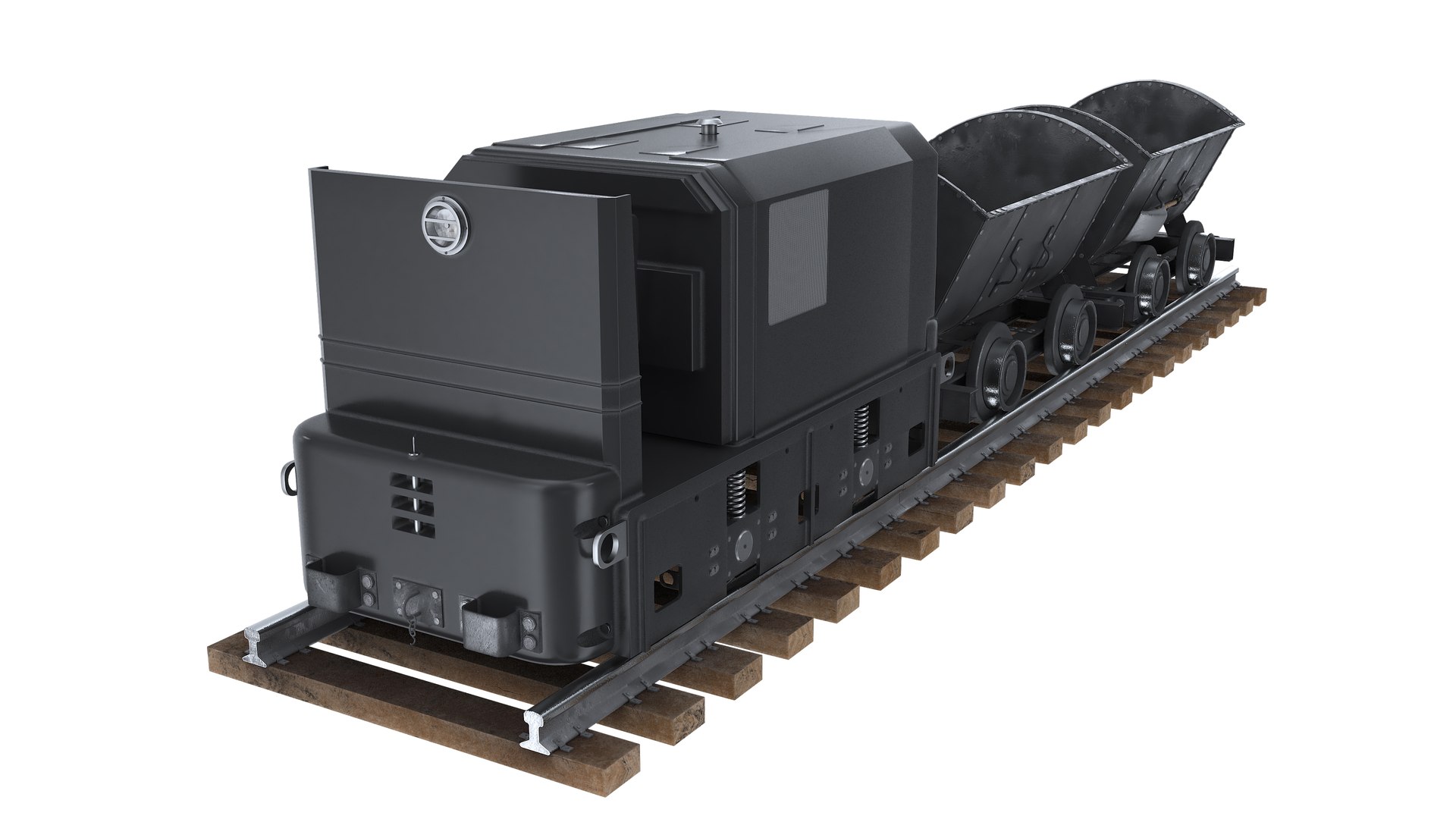 3D Mining Locomotive With Minecart On Railway Section - TurboSquid 2327987